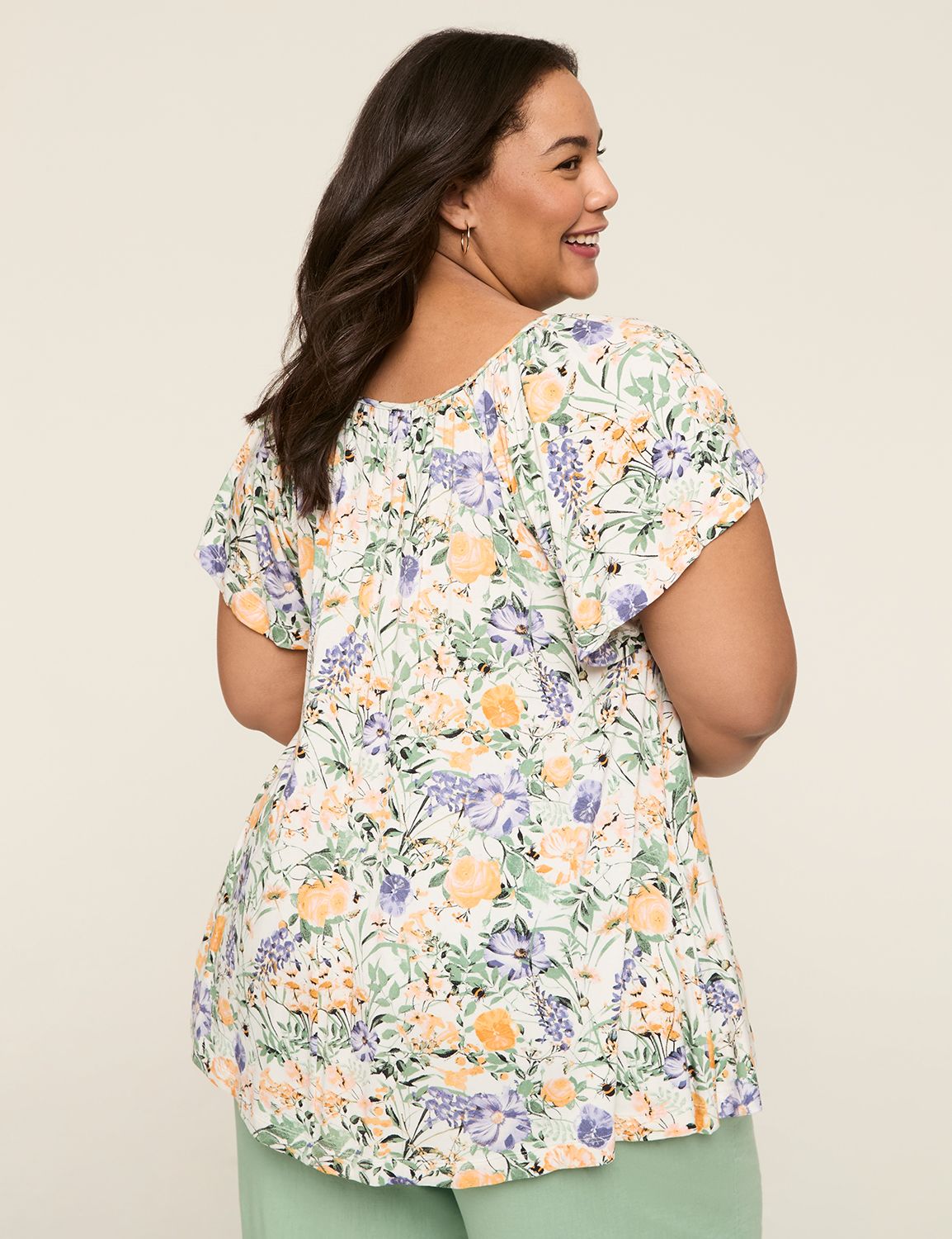 Refined Short Flutter Sleeve Boat N | LaneBryant