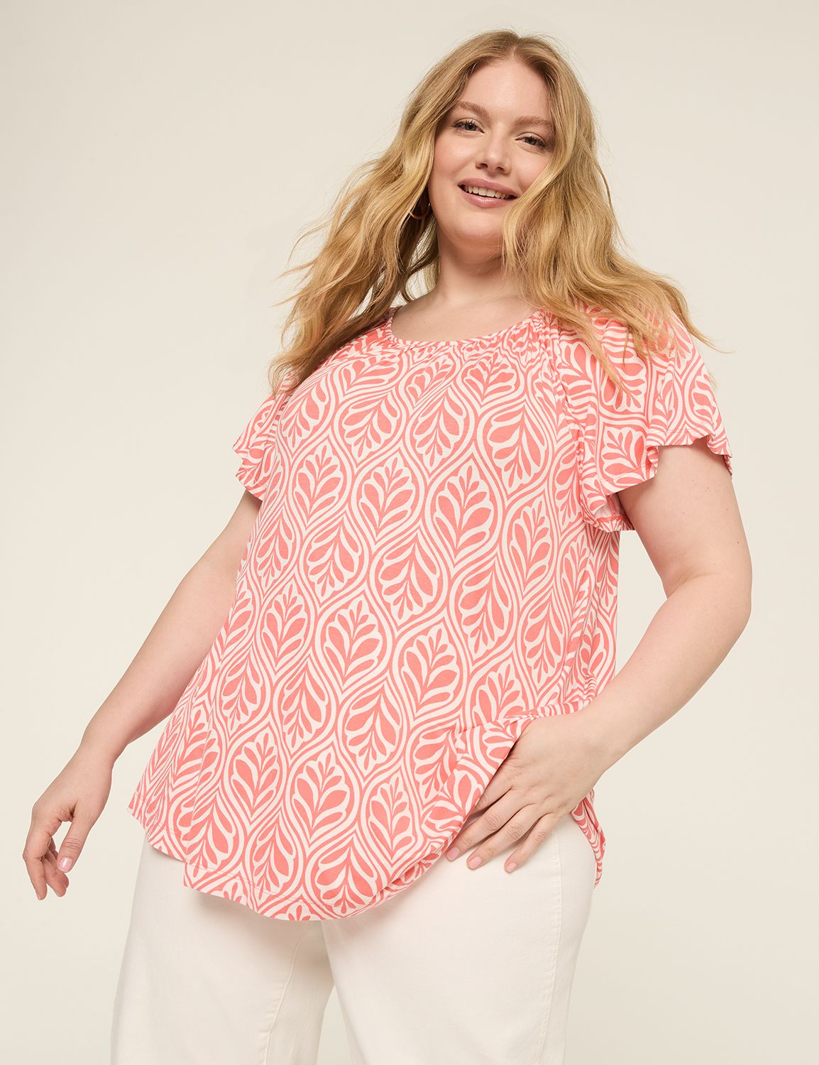 Refined Short Flutter Sleeve Boat N | LaneBryant