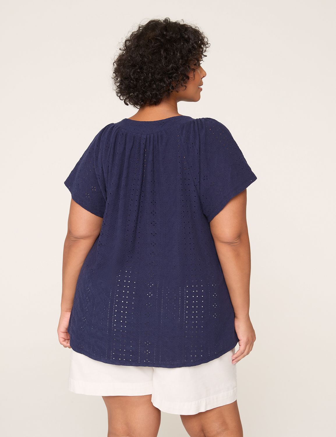 Knit Eyelet Notch-Neck Top | LaneBryant