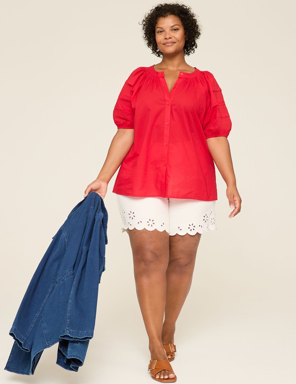 Eyelet-Hem Boyfriend Fit Jean Short - 5.5" Inseam | LaneBryant