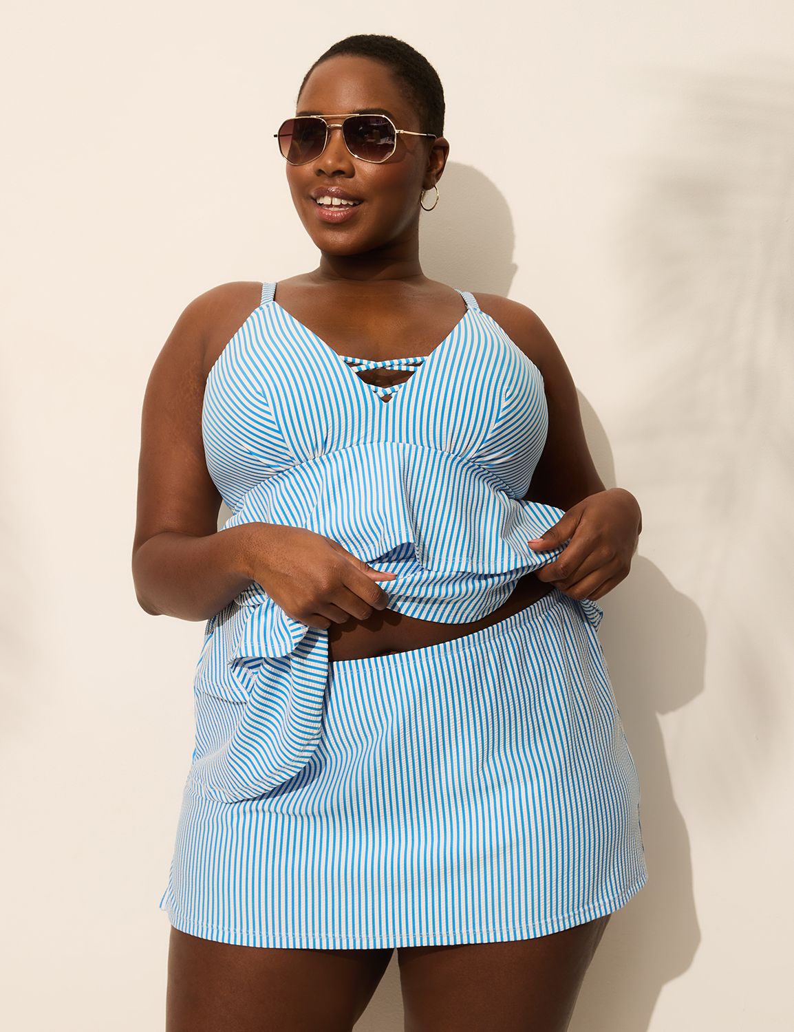 Plus Size | Seersucker Cross Detail 3 Tier Flou | LaneBryant