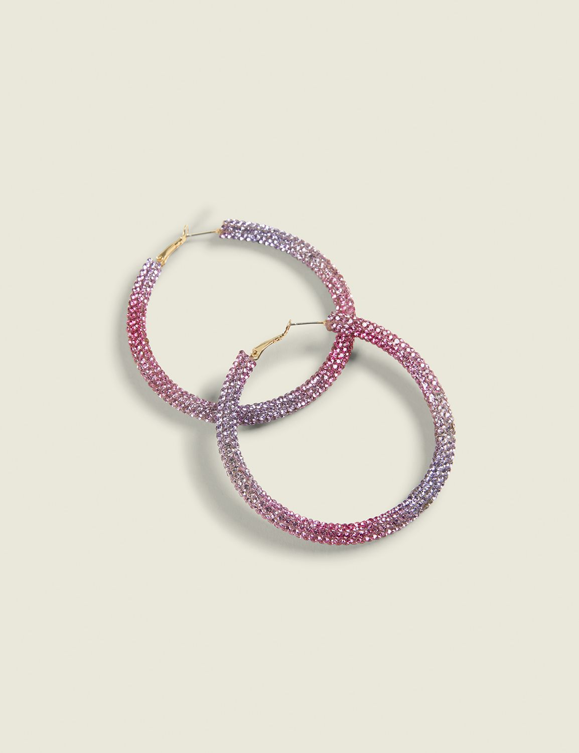 Pink & Purple Pave Hoop Earrings | LaneBryant