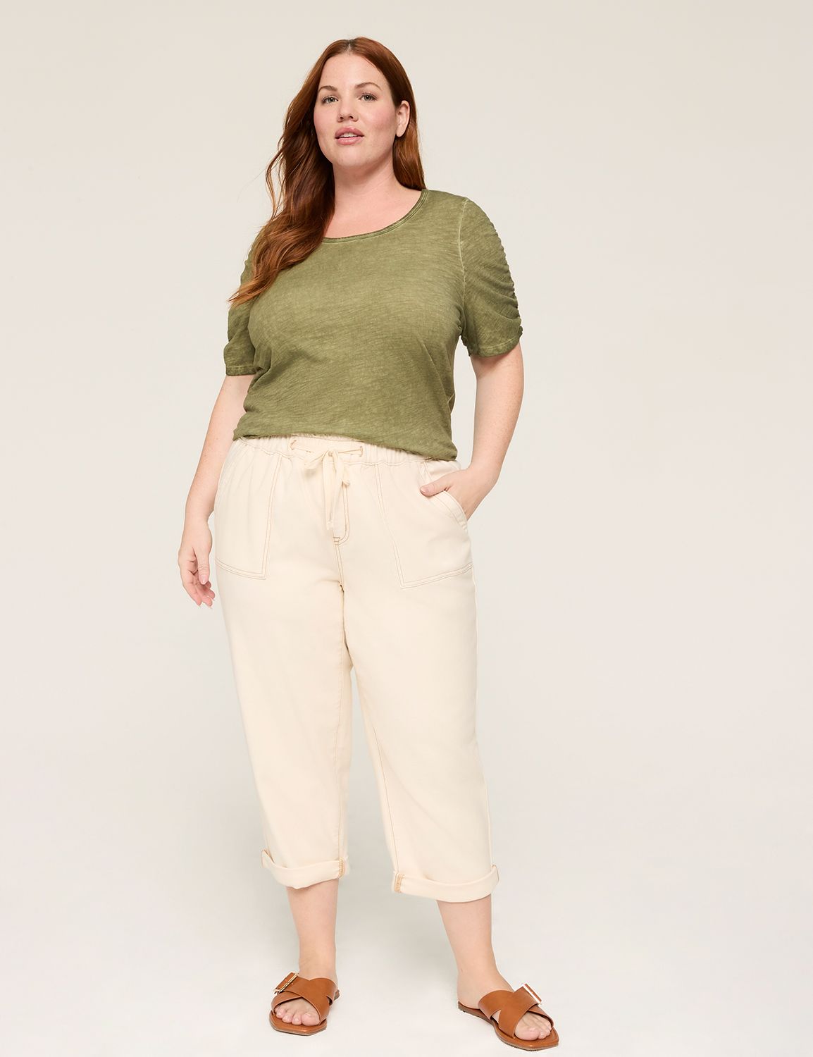Ruched Elbow-Sleeve Top | LaneBryant