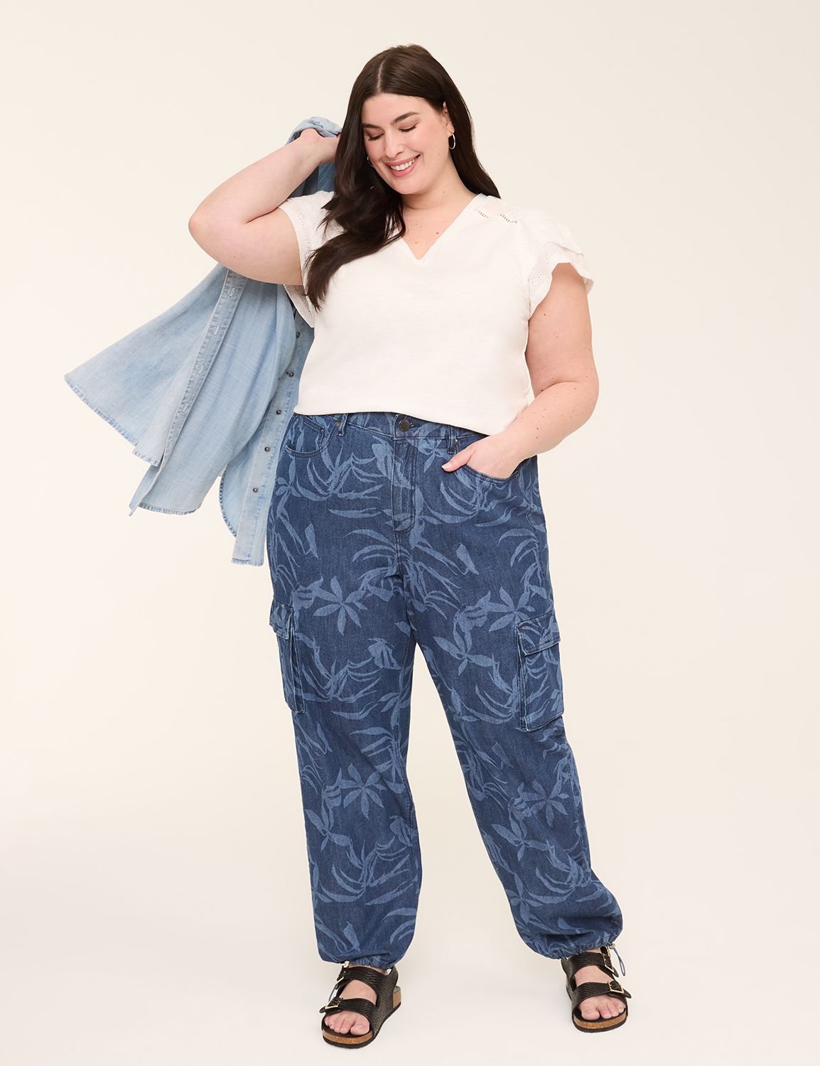 Printed Parachute Cargo Jean | LaneBryant