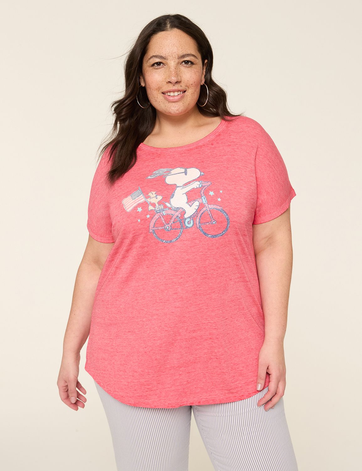 Glitter Snoopy Americana Dolman-Sleeve Graphic Tee | LaneBryant