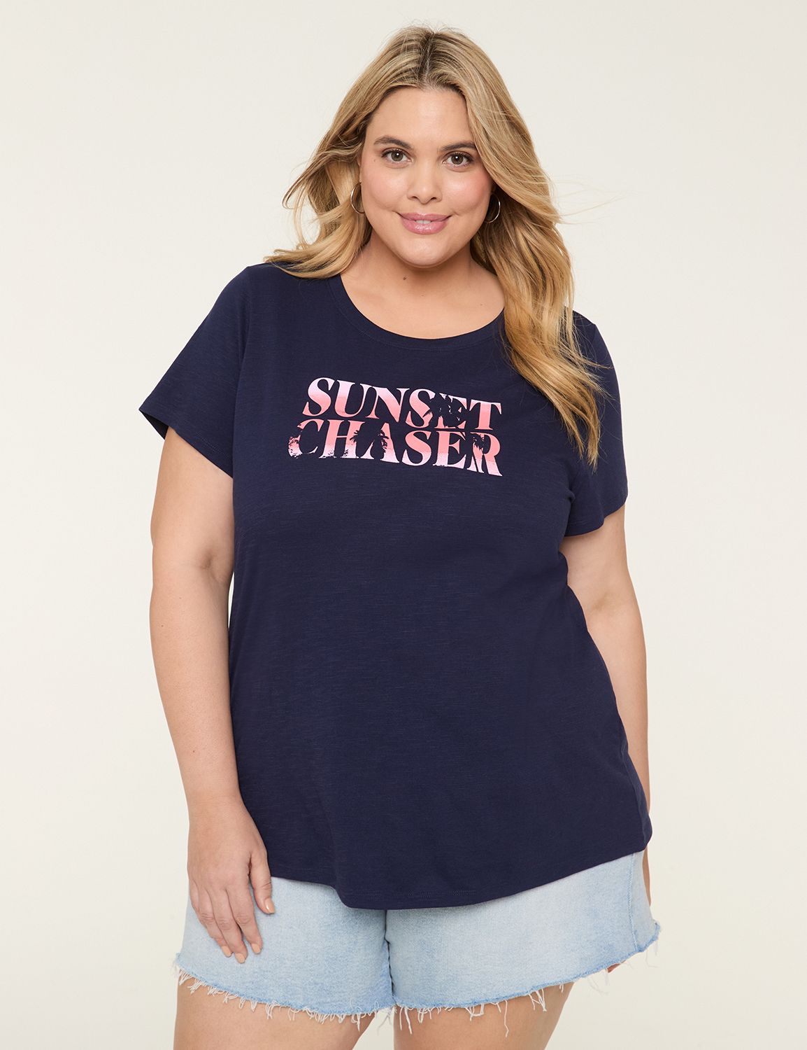 Classic Short Sleeve Crew Neck Tee | LaneBryant