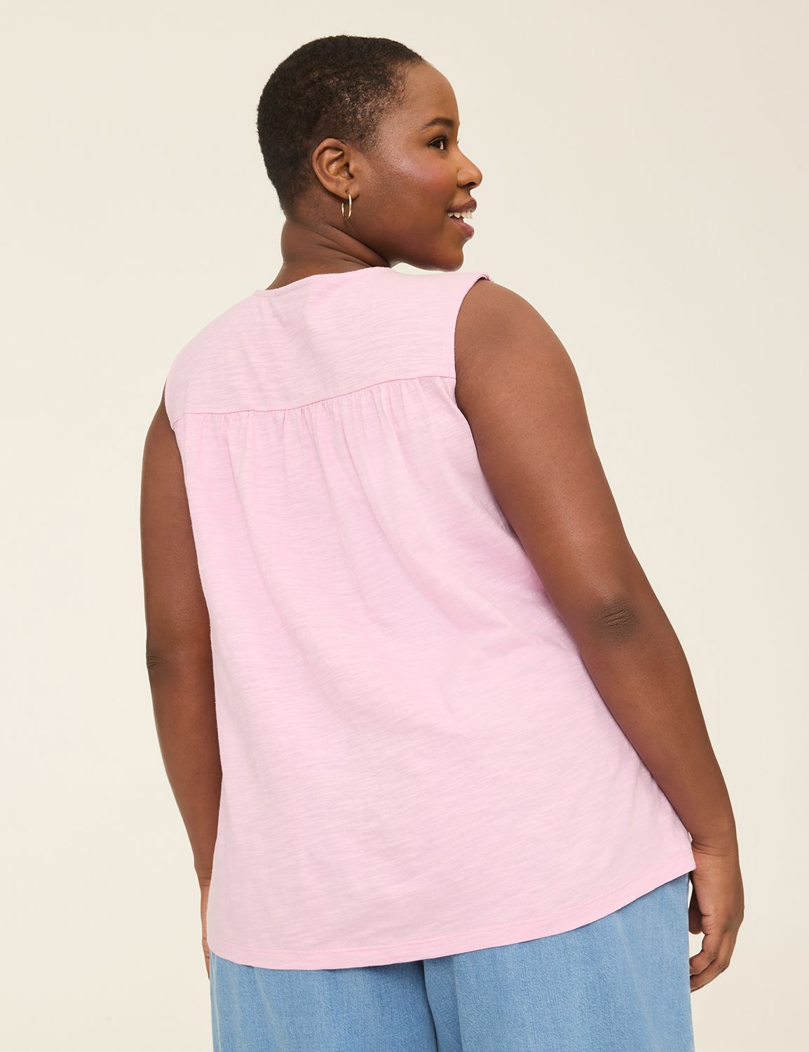 Sleeveless Crochet-Yoke Top | LaneBryant