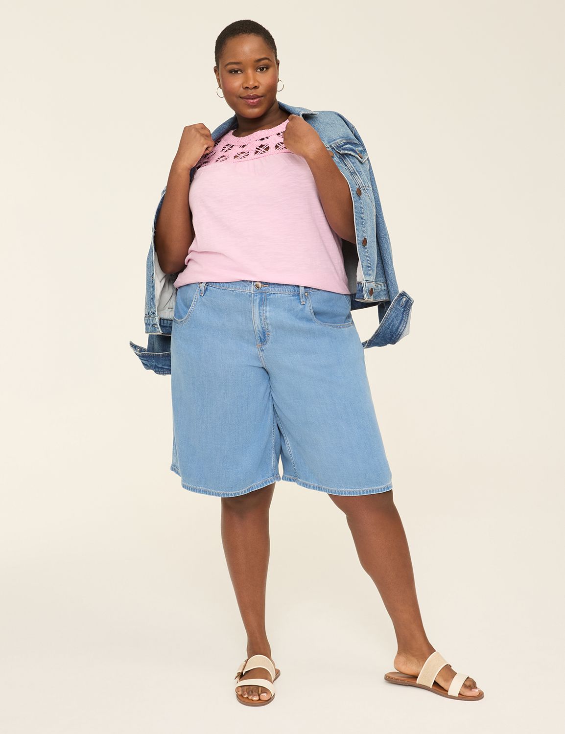 Sleeveless Crochet-Yoke Top | LaneBryant