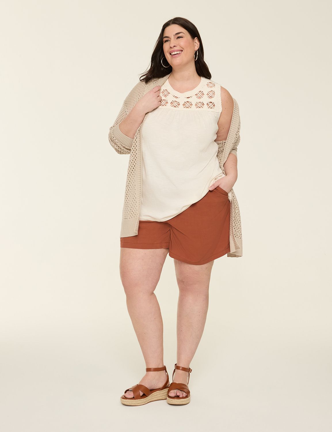Sleeveless Crochet Yoke Top S 11454 | LaneBryant