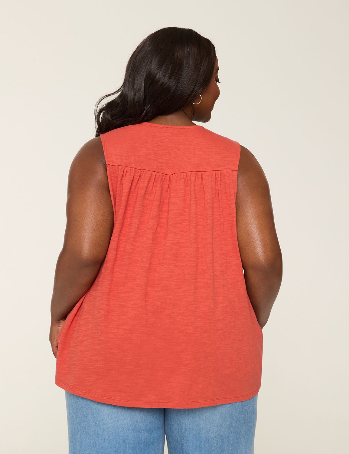 Sleeveless Crochet Yoke Top S 11454 | LaneBryant