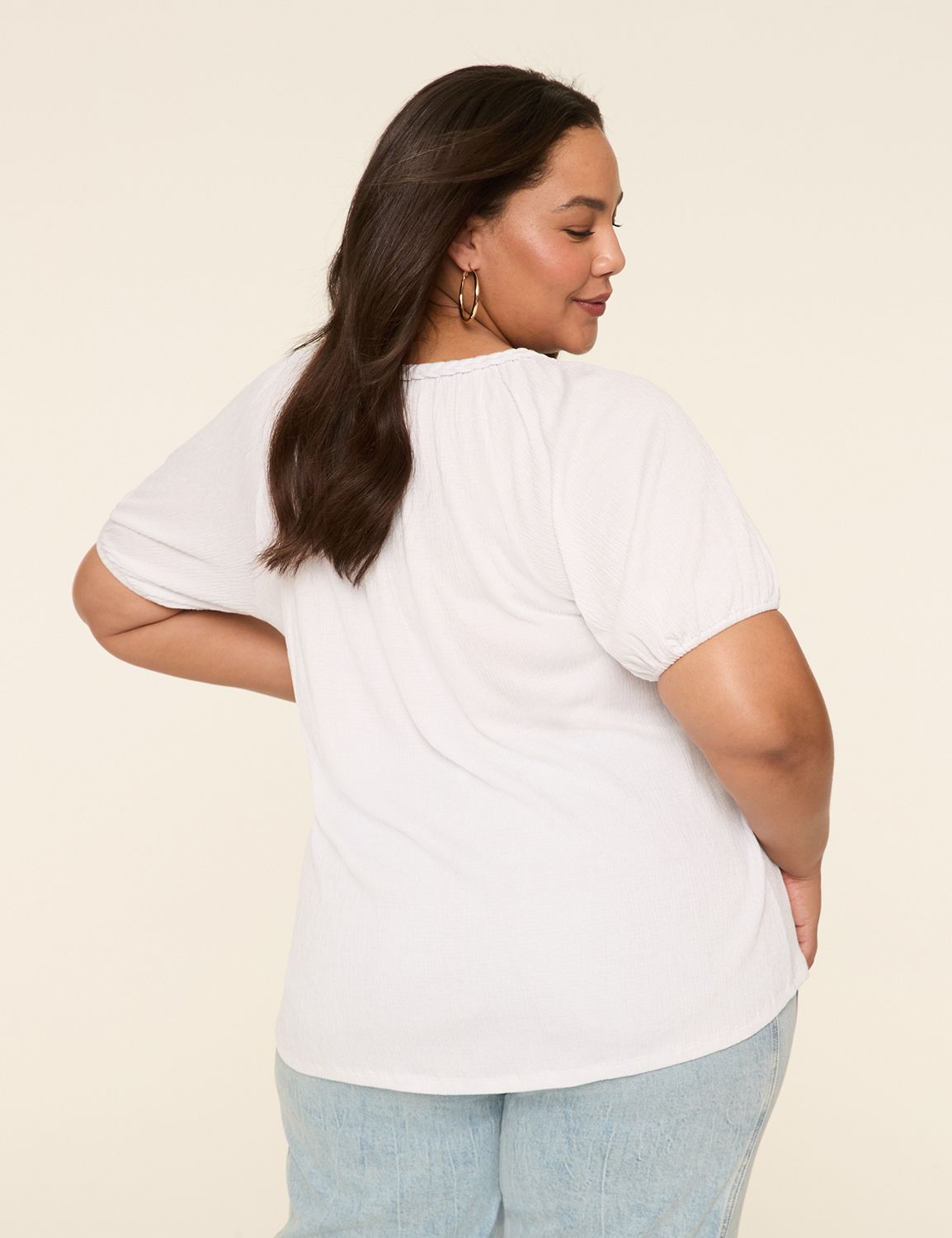 Short Sleeve Braided Keyhole Neckli | LaneBryant