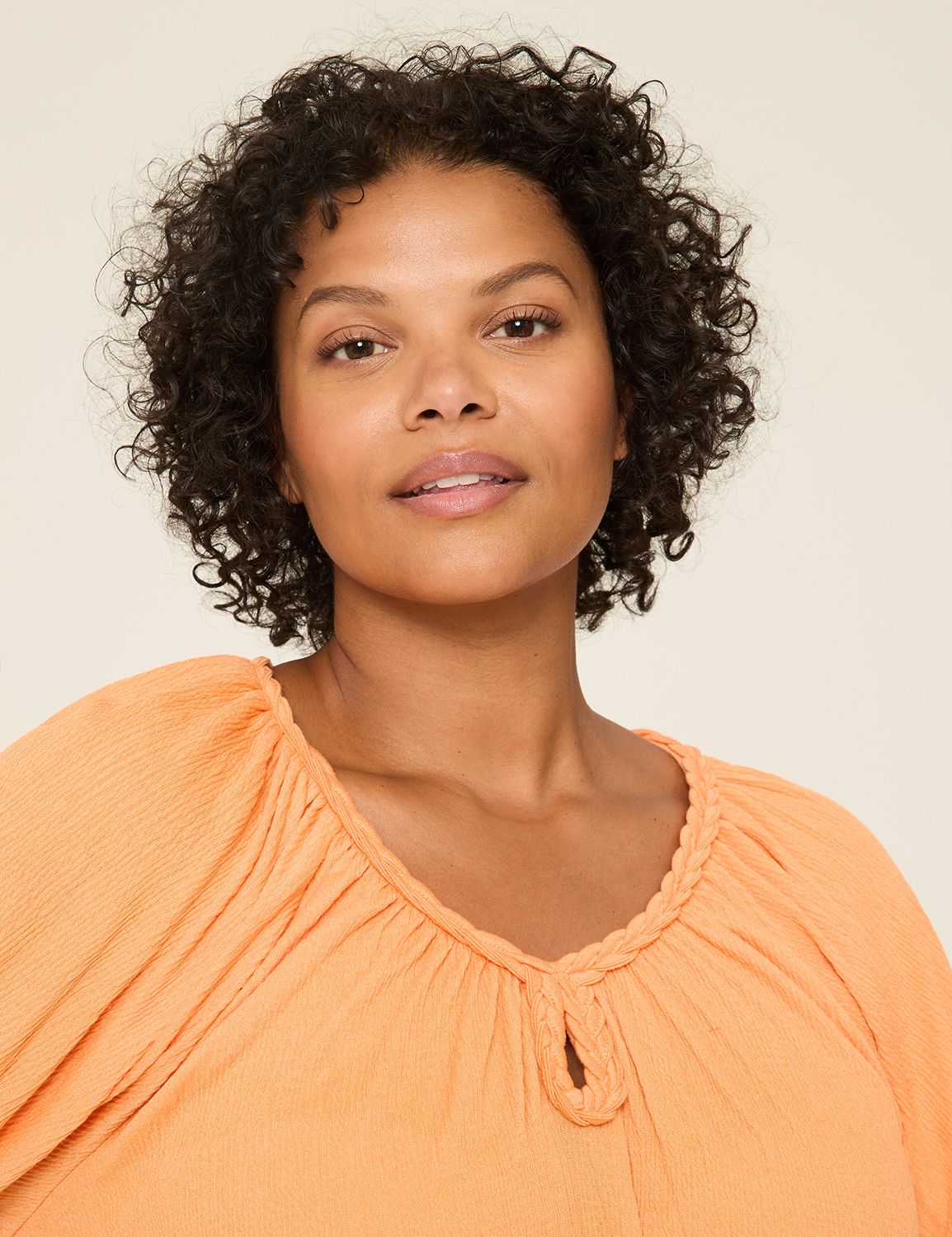 Short Sleeve Braided Keyhole Neckli | LaneBryant