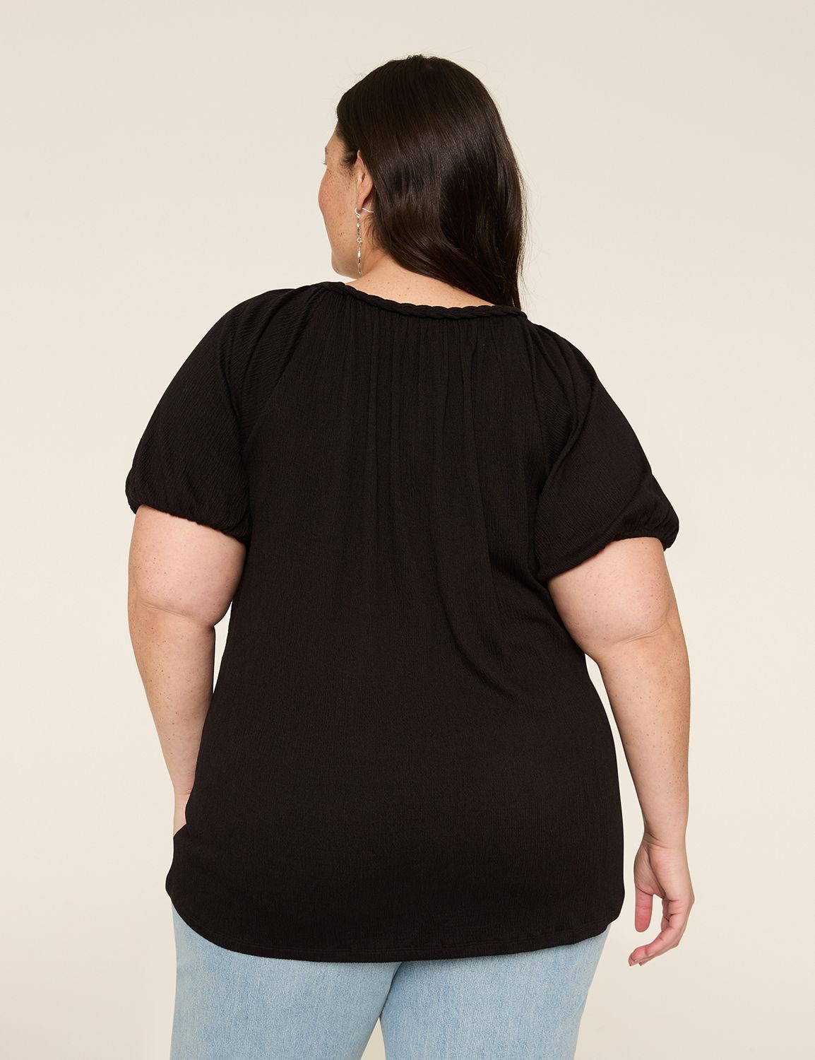 Short Sleeve Braided Keyhole Neckli | LaneBryant