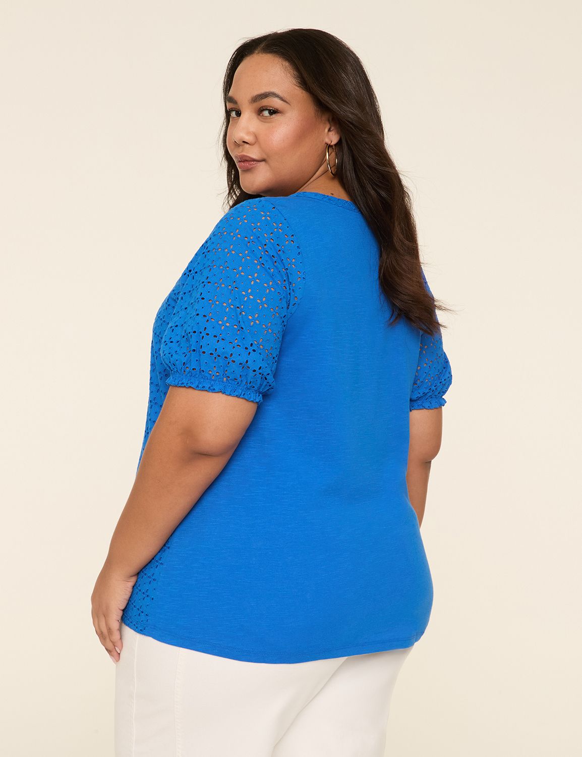 Short Sleeve Notched Zen Neck Top S | LaneBryant