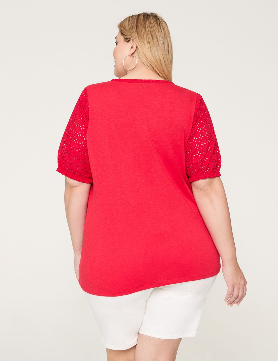 Short Sleeve Notched Zen Neck Top S | LaneBryant