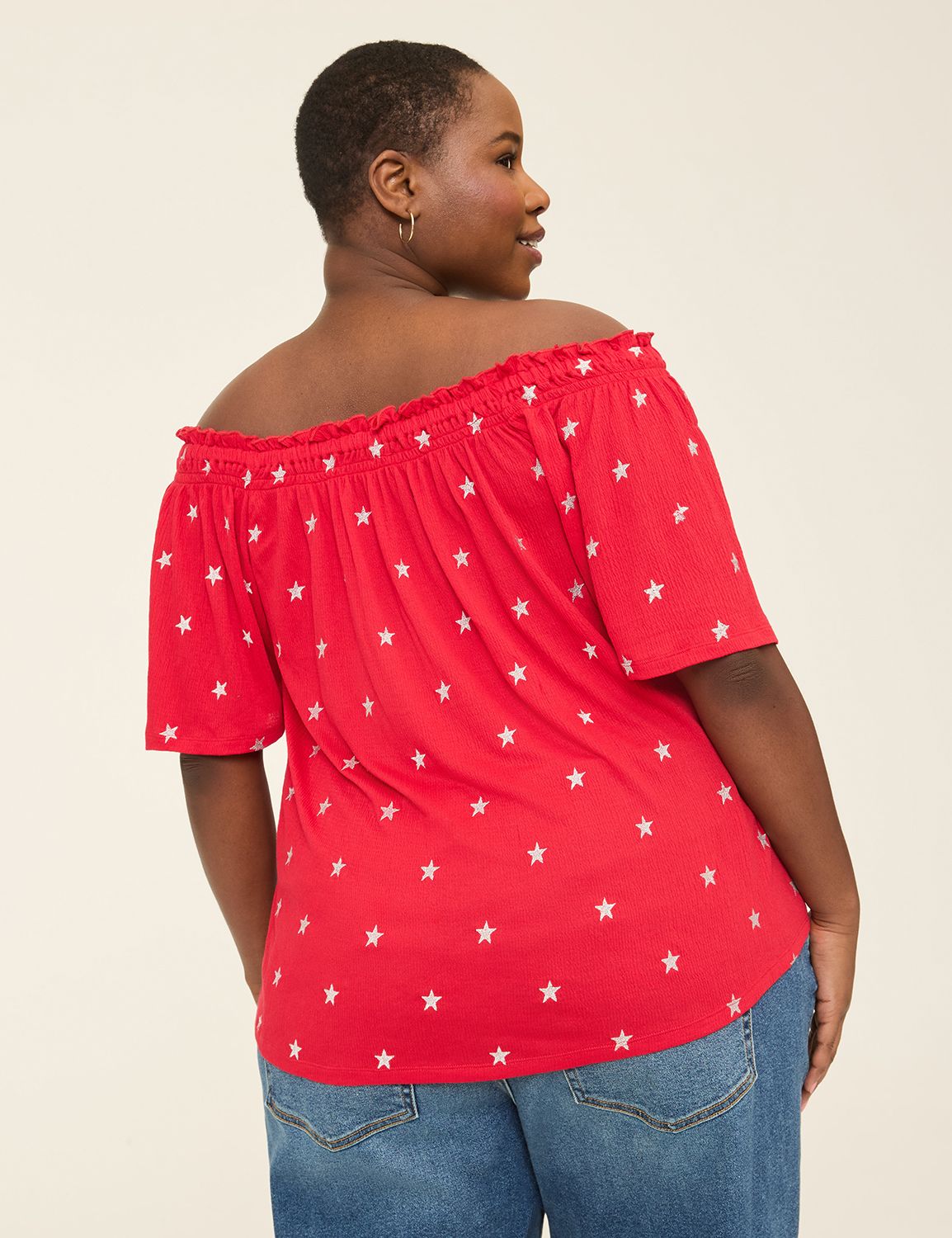 Short Flutter Sleeve Square Neck Of | LaneBryant