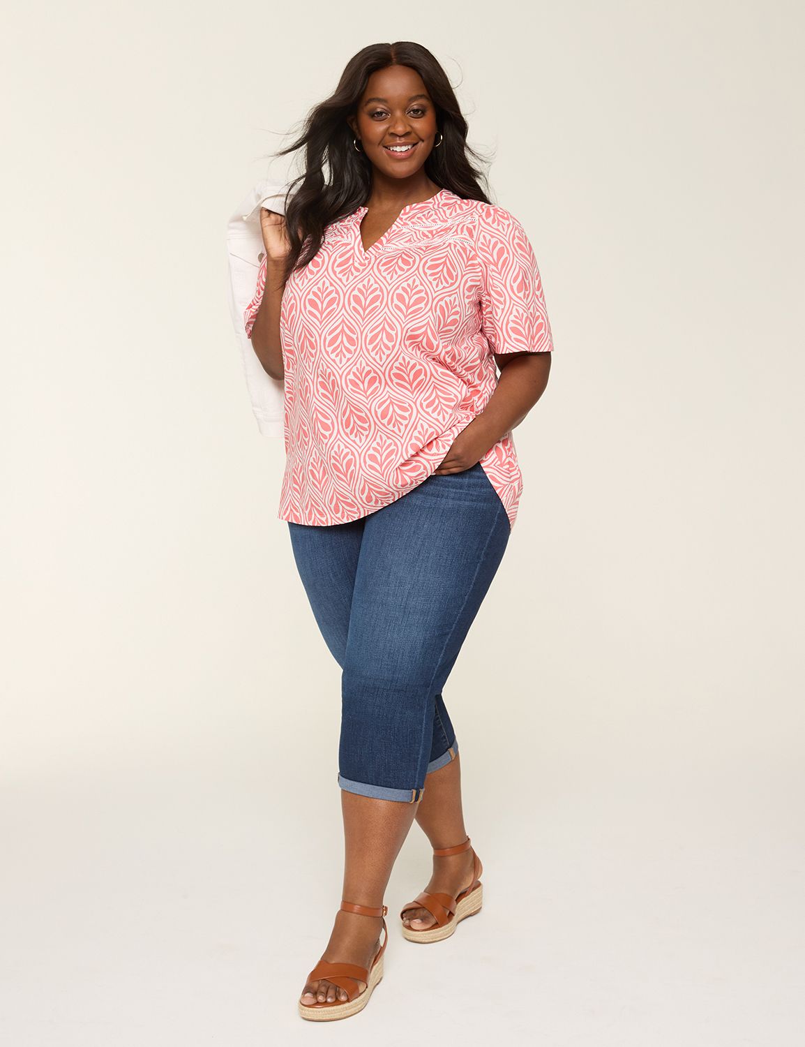 Puff Short Sleeve Notched Neck Yoke | LaneBryant