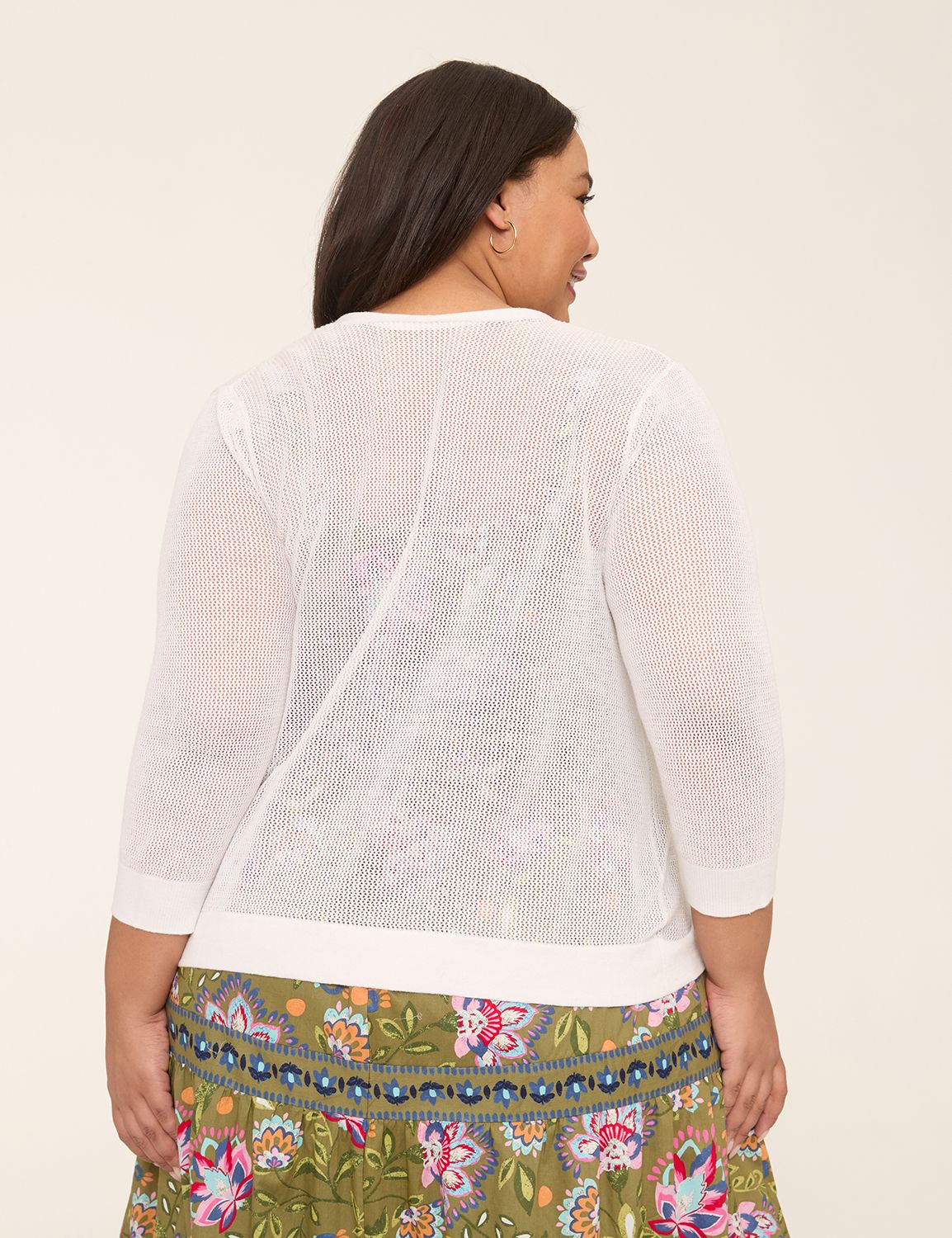 Classic Long Sleeve Open Front Mesh | LaneBryant