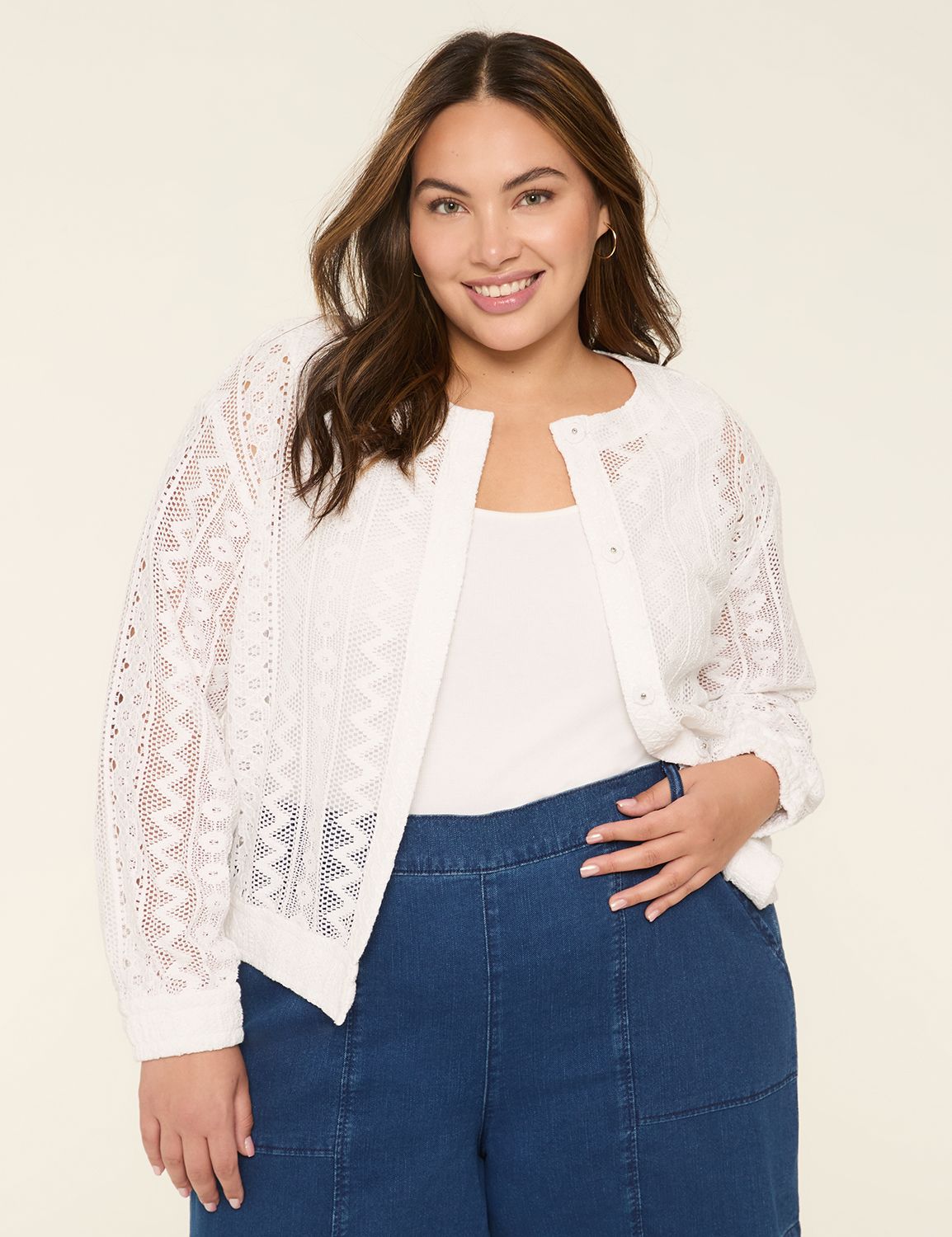 Eyelet Casual Jacket 1147055 | LaneBryant
