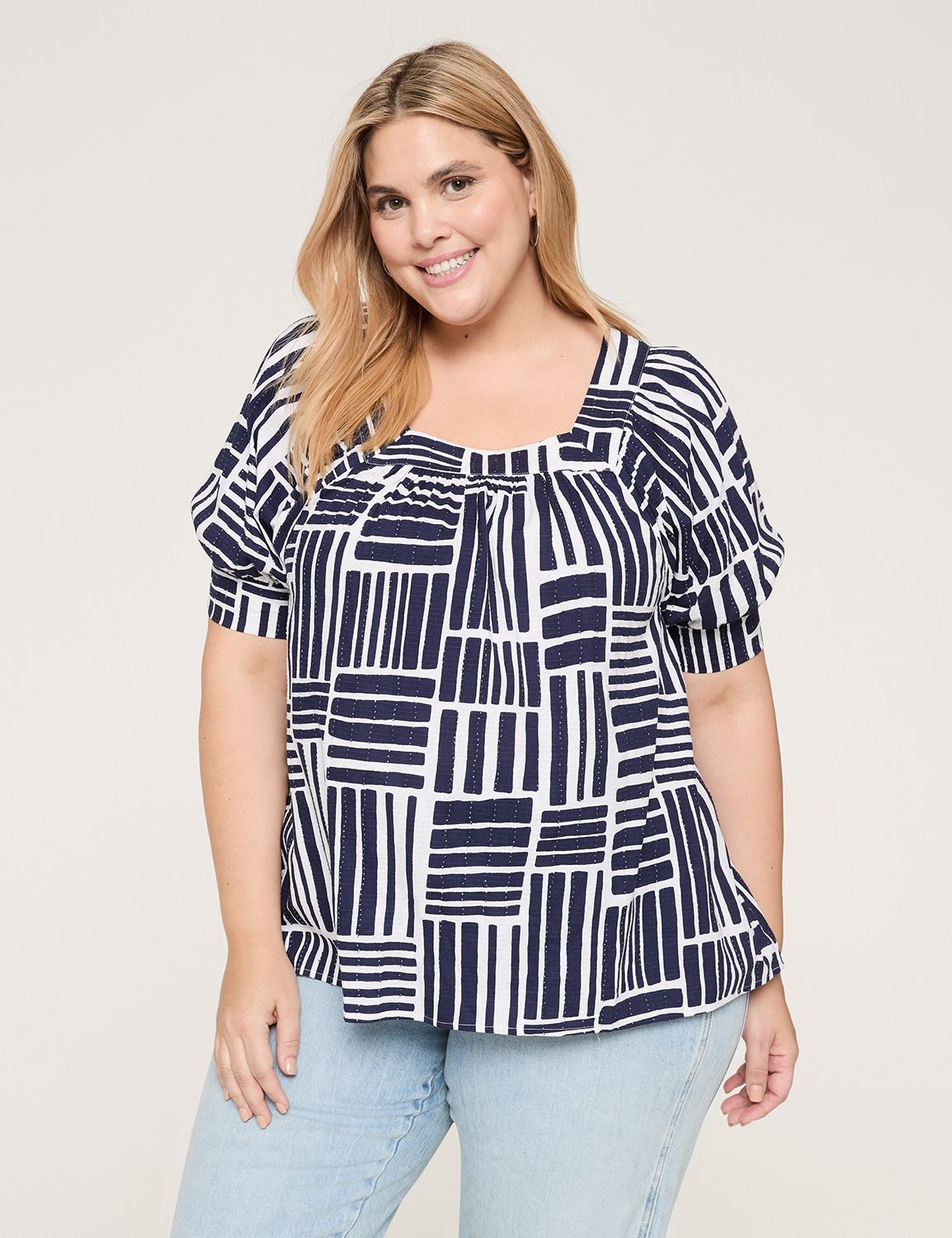 Swing Short Sleeve Square Neck Peas | LaneBryant