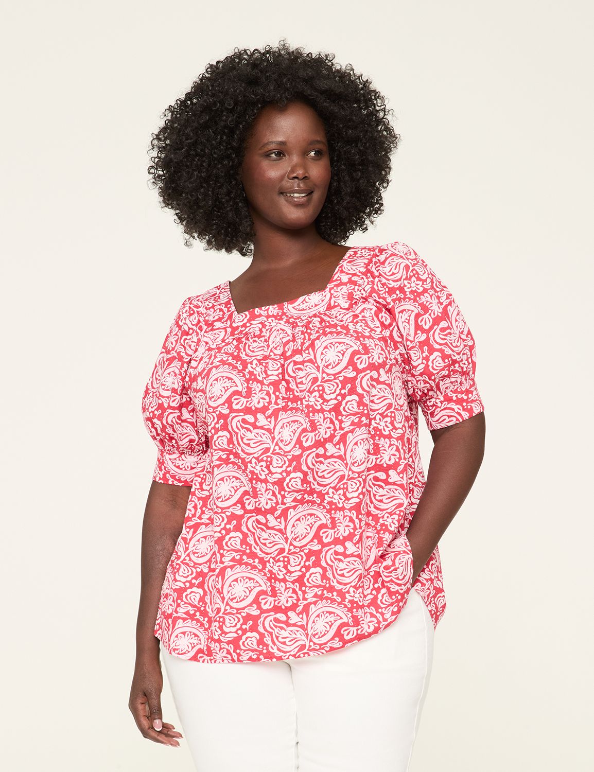 Swing Short Sleeve Square Neck Peas | LaneBryant
