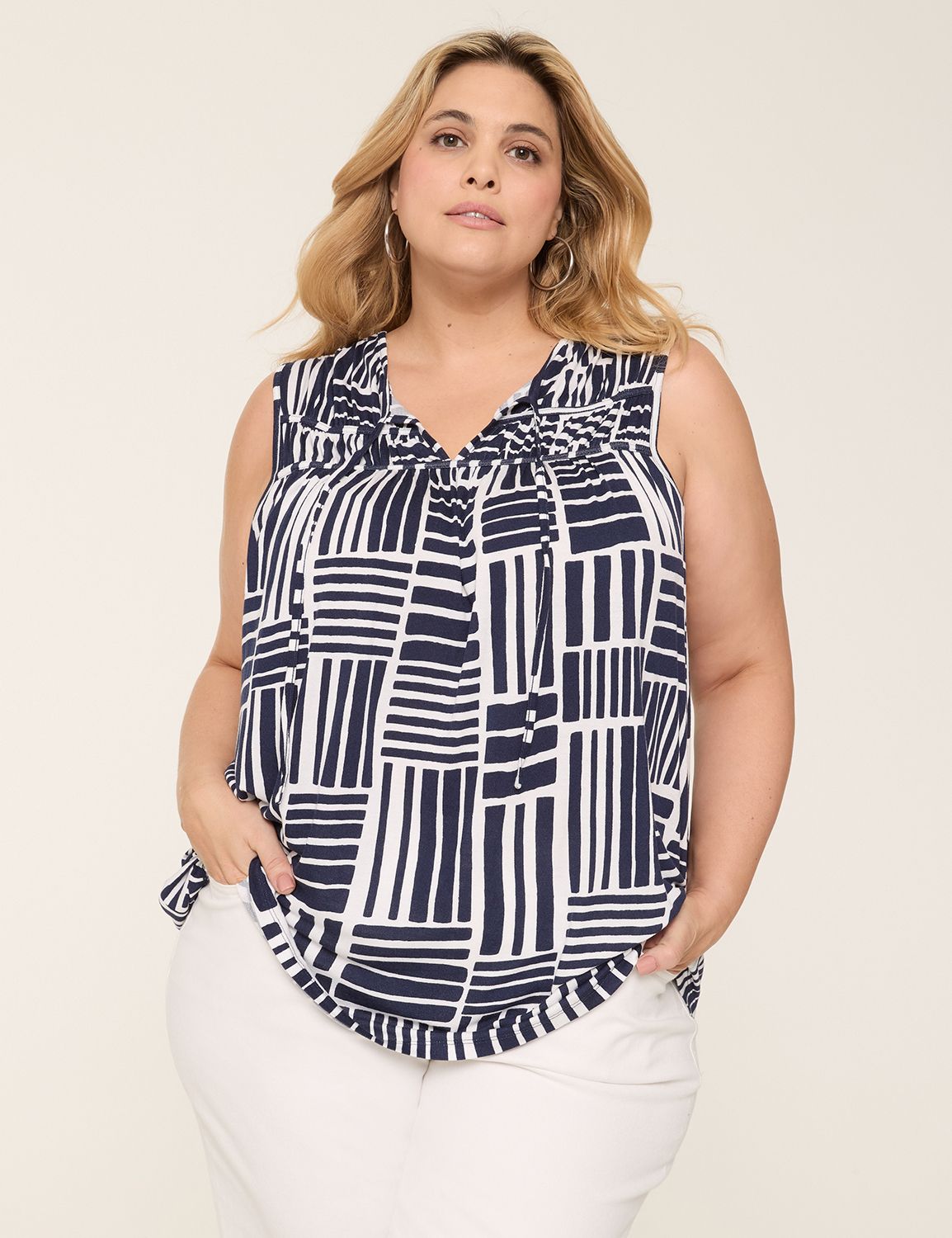 Sleeveless Notched Zen Neck Shirred | LaneBryant