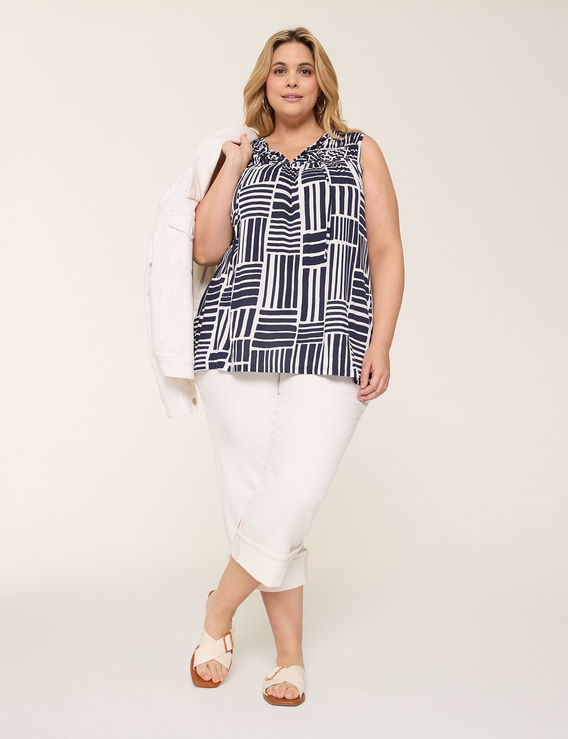 Sleeveless Notched Zen Neck Shirred | LaneBryant