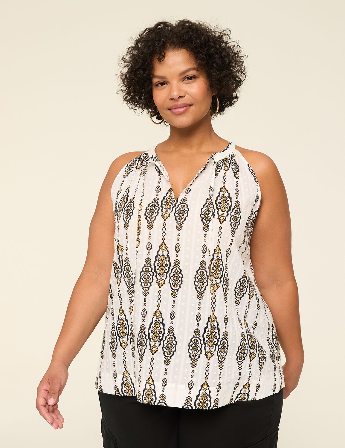 Swing Split Neck Halter Popover Top | LaneBryant