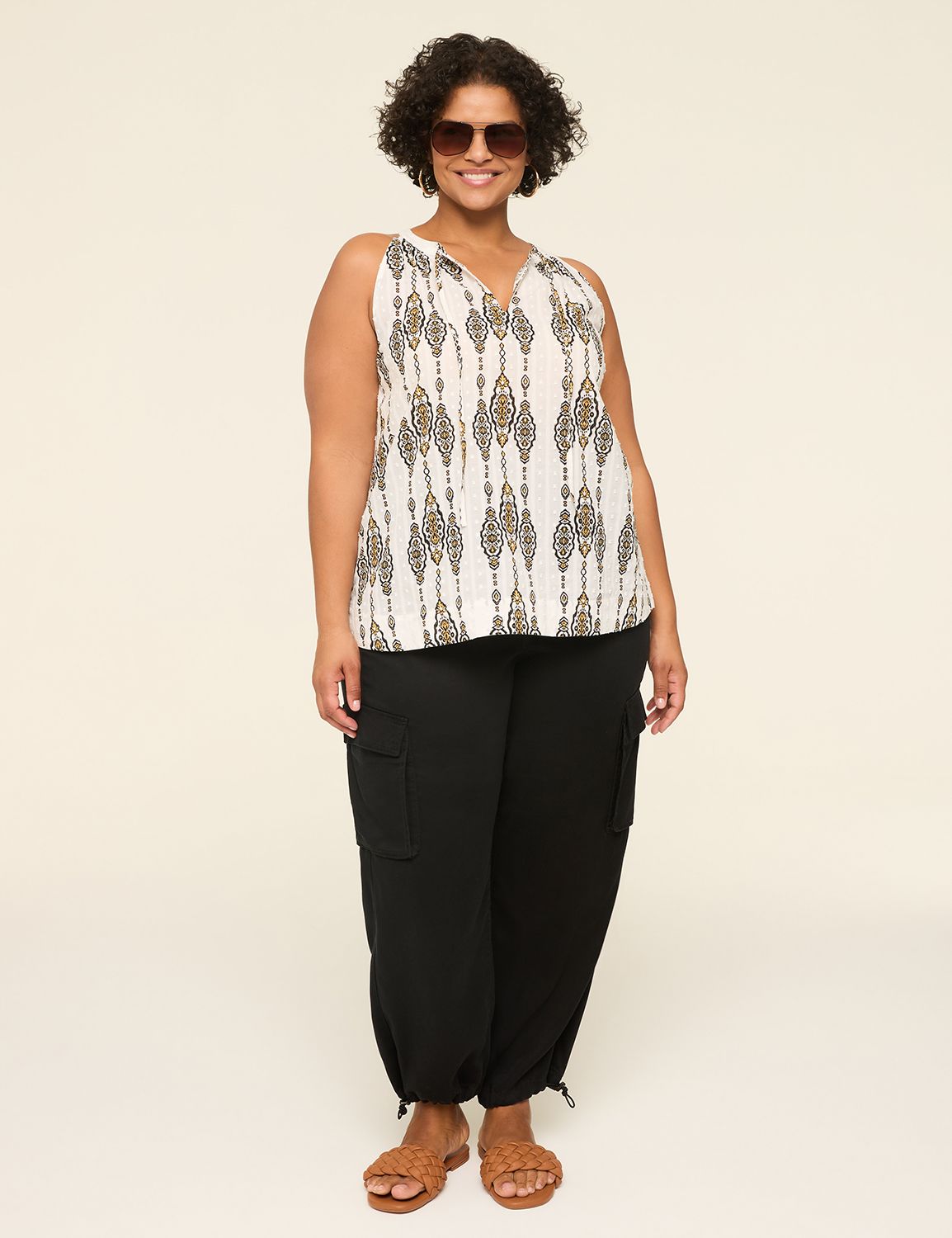 Swing Split Neck Halter Popover Top | LaneBryant