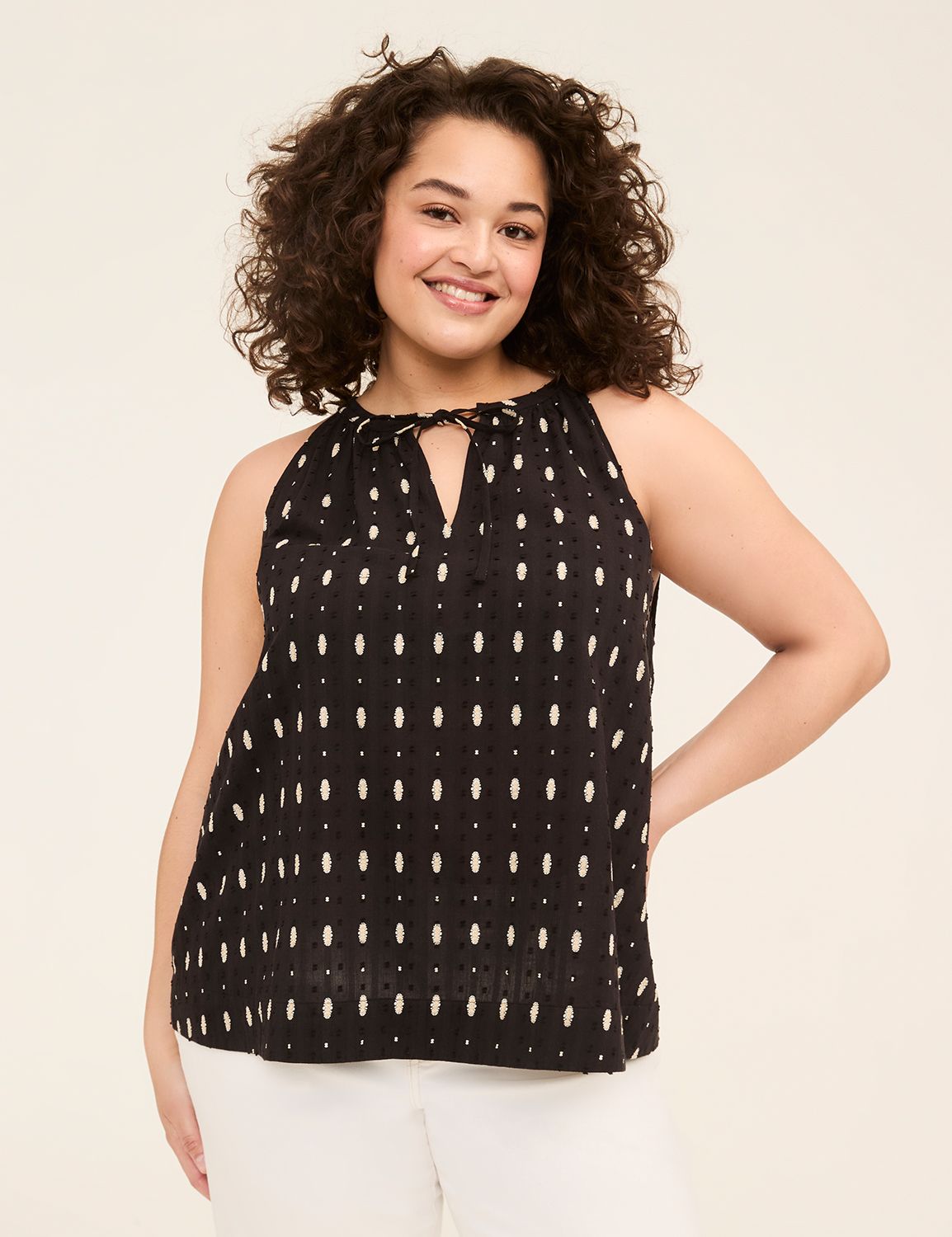 Swing Split-Neck Halter Popover Top | LaneBryant