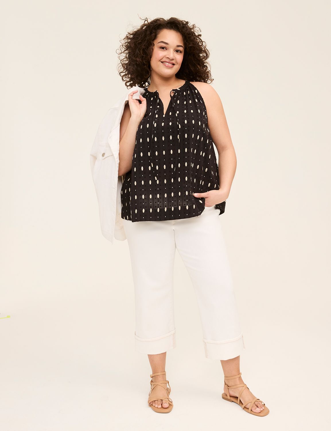 Swing Split-Neck Halter Popover Top | LaneBryant