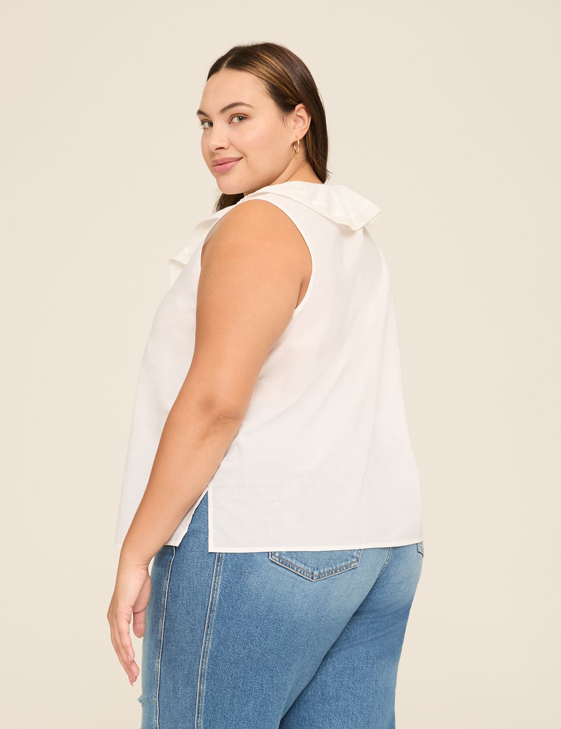 Lace Ruffle-Neck Popover Tank | LaneBryant