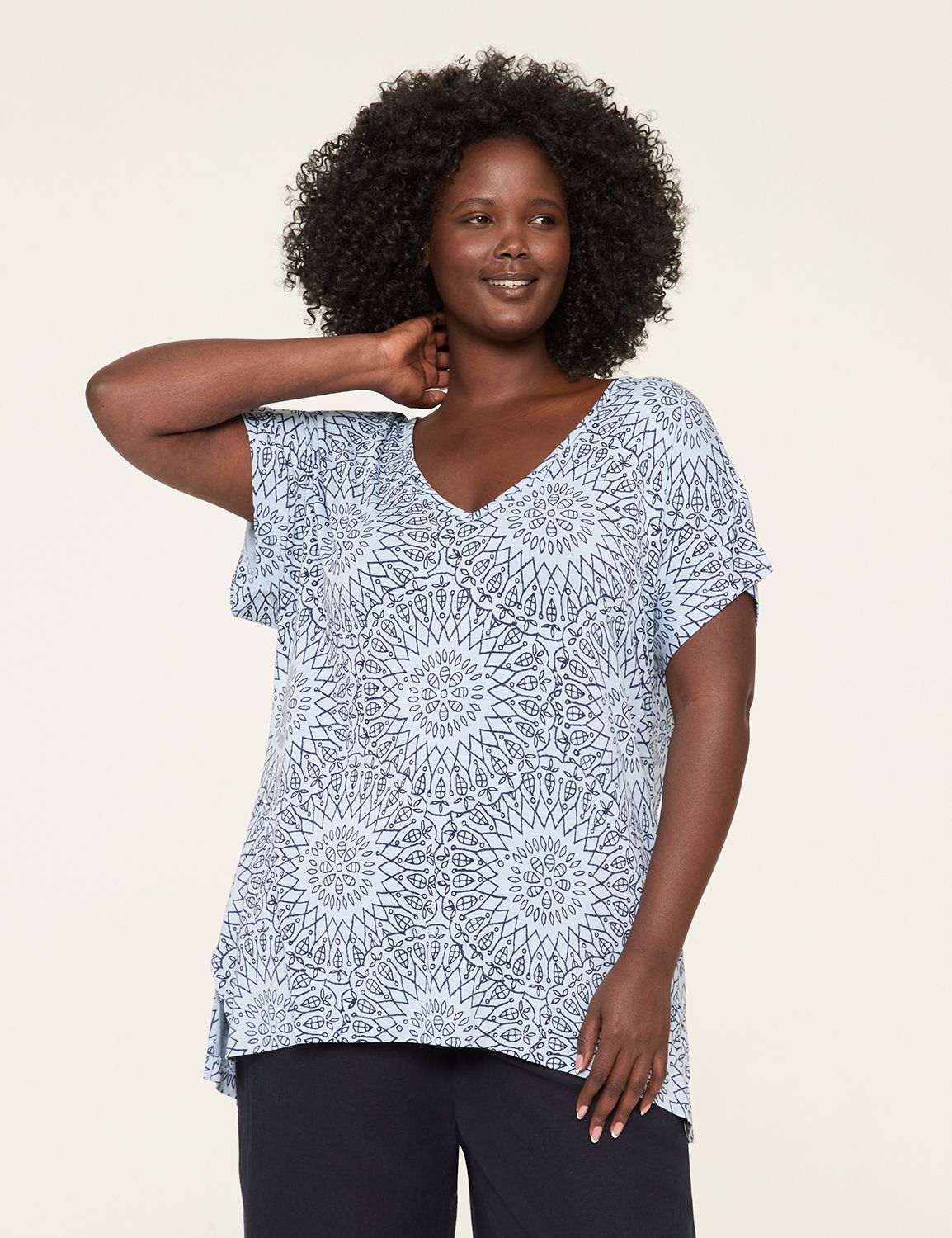 Casual Wide V-Neck Cold Shoulder To | LaneBryant