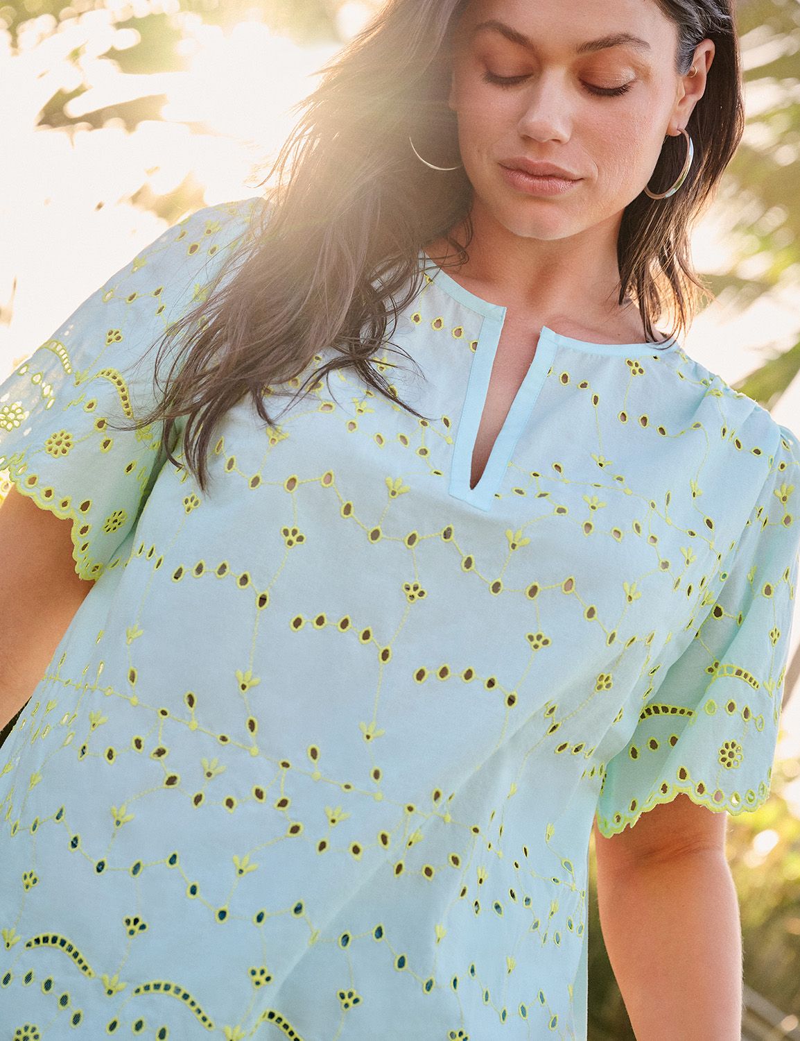 Classic Short Flutter Sleeve Notch | LaneBryant