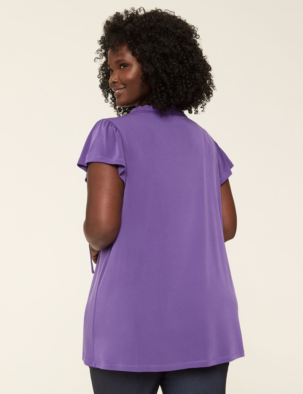 Flutter Sleeve Notched Zen Neck Top | LaneBryant