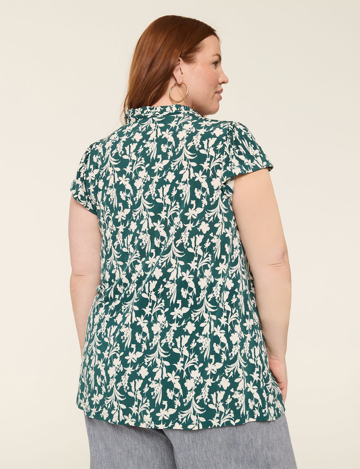 Flutter Sleeve Notched Zen Neck Top | LaneBryant