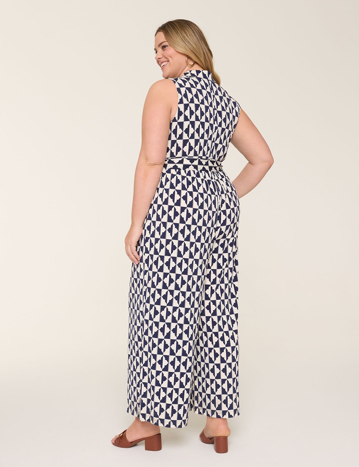 SL COLLARED TIE WAIST WIDE LEG JUMP | LaneBryant