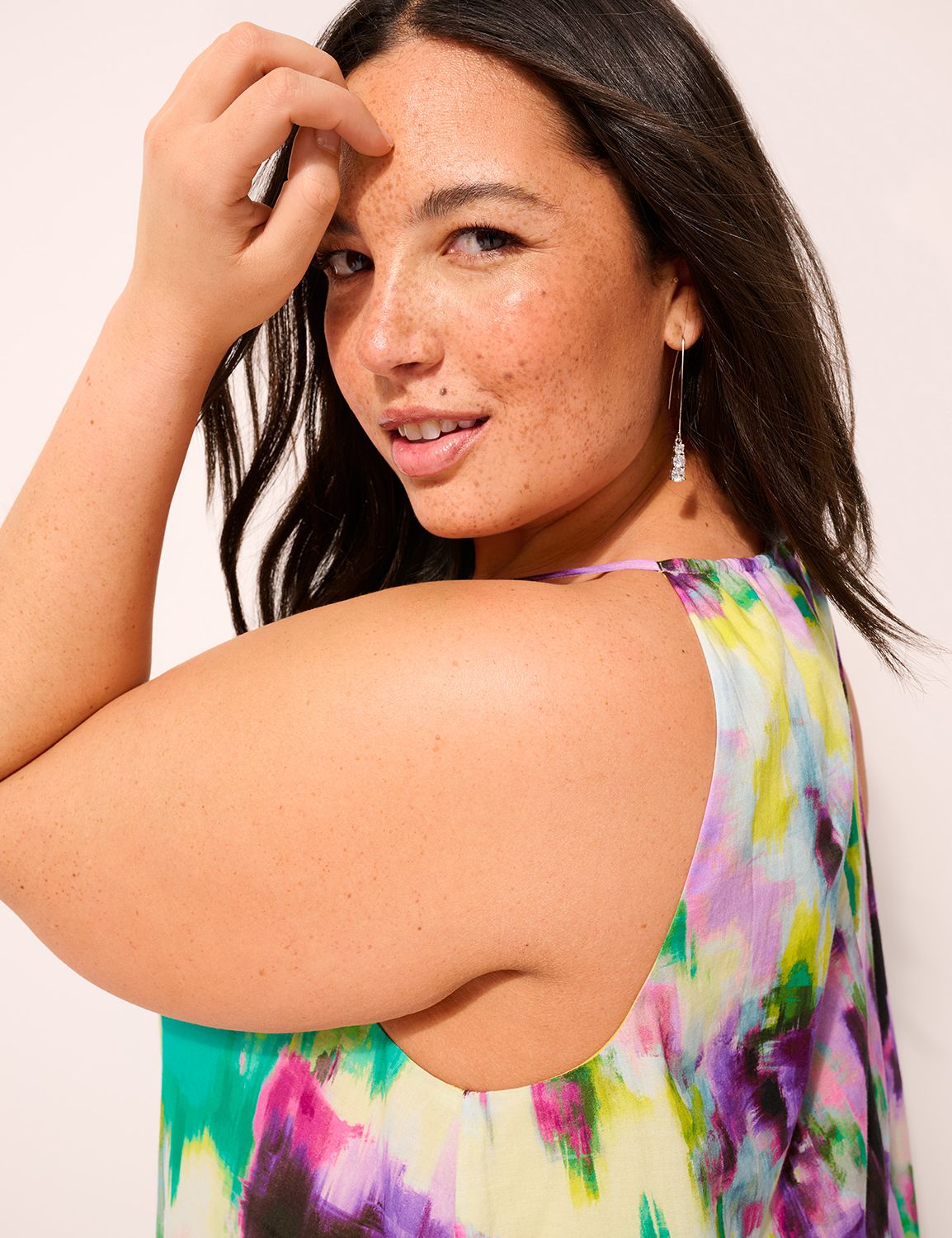 SPAGHETTI STRAP HALTER SHIRRED MAXI | LaneBryant