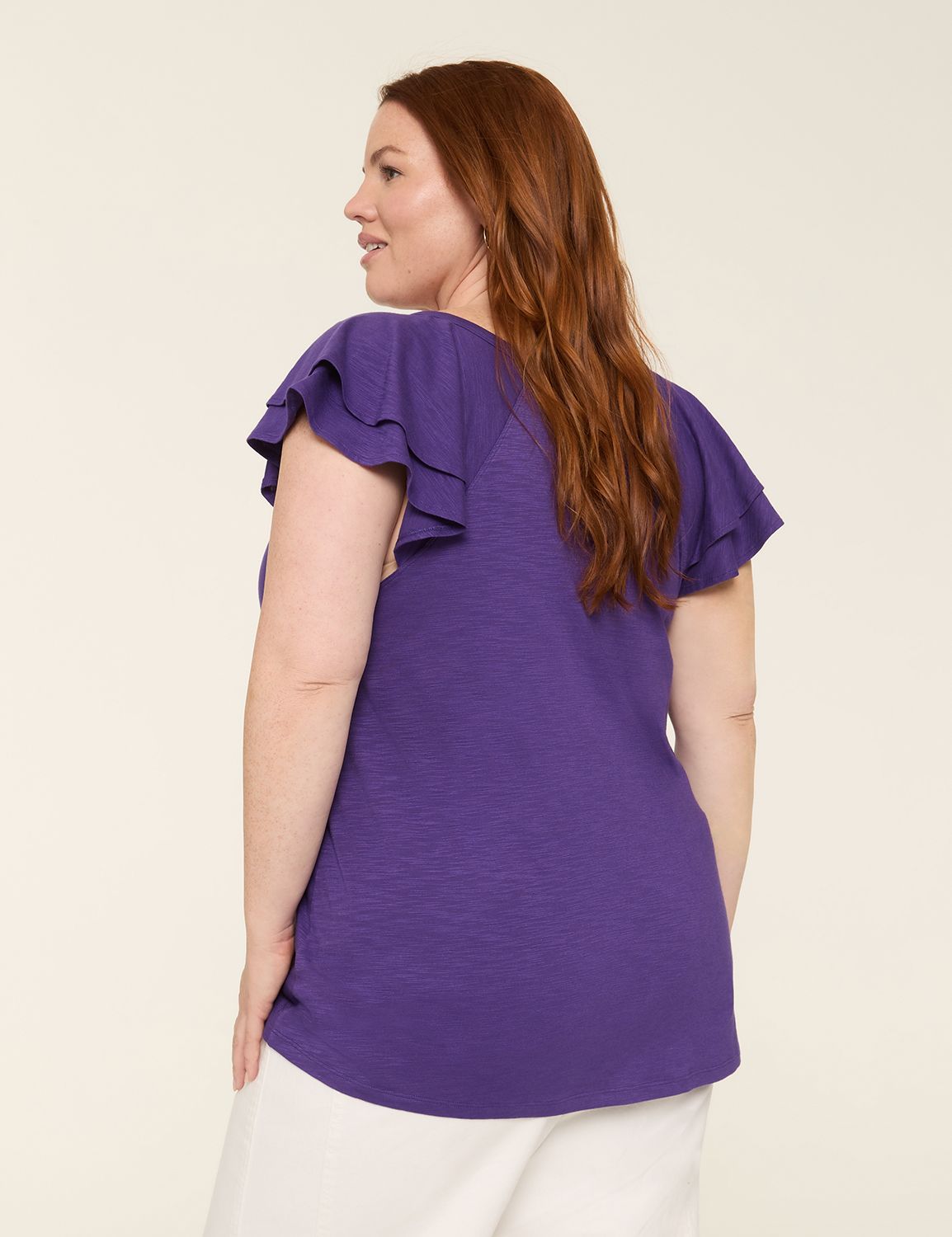 WV Double Flutter Raglan Sleeve V-N | LaneBryant