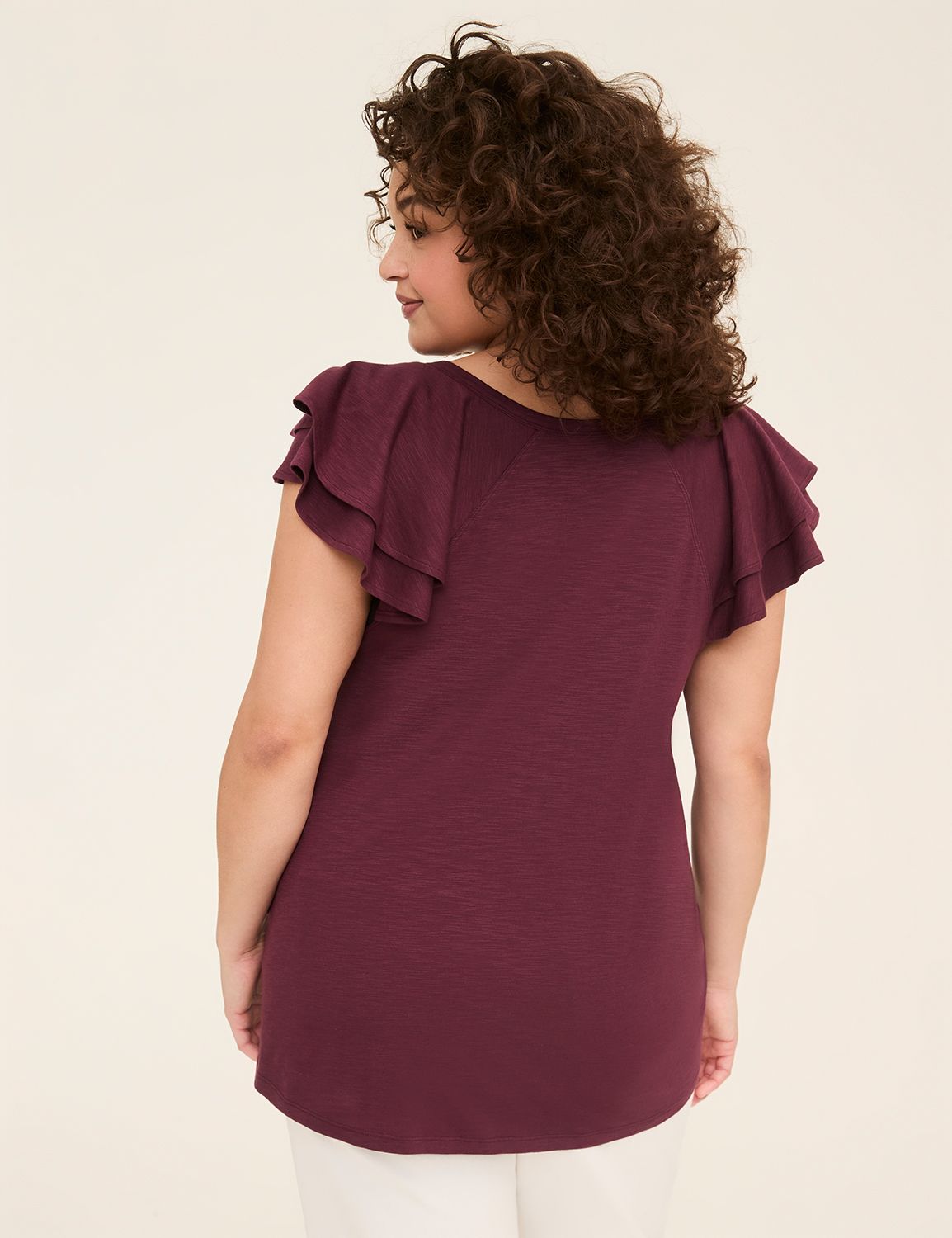 WV Double Flutter Raglan Sleeve V-N | LaneBryant