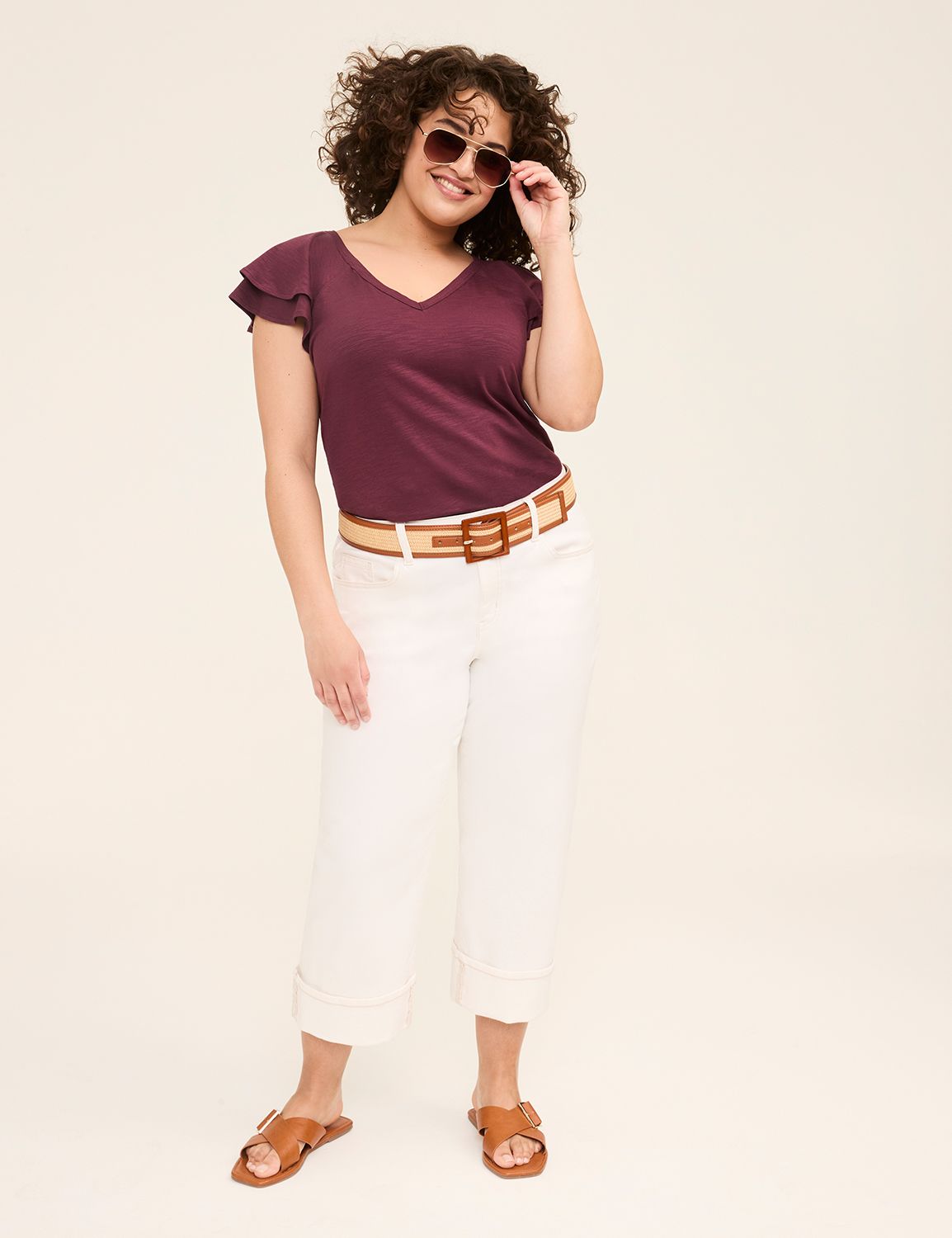 WV Double Flutter Raglan Sleeve V-N | LaneBryant