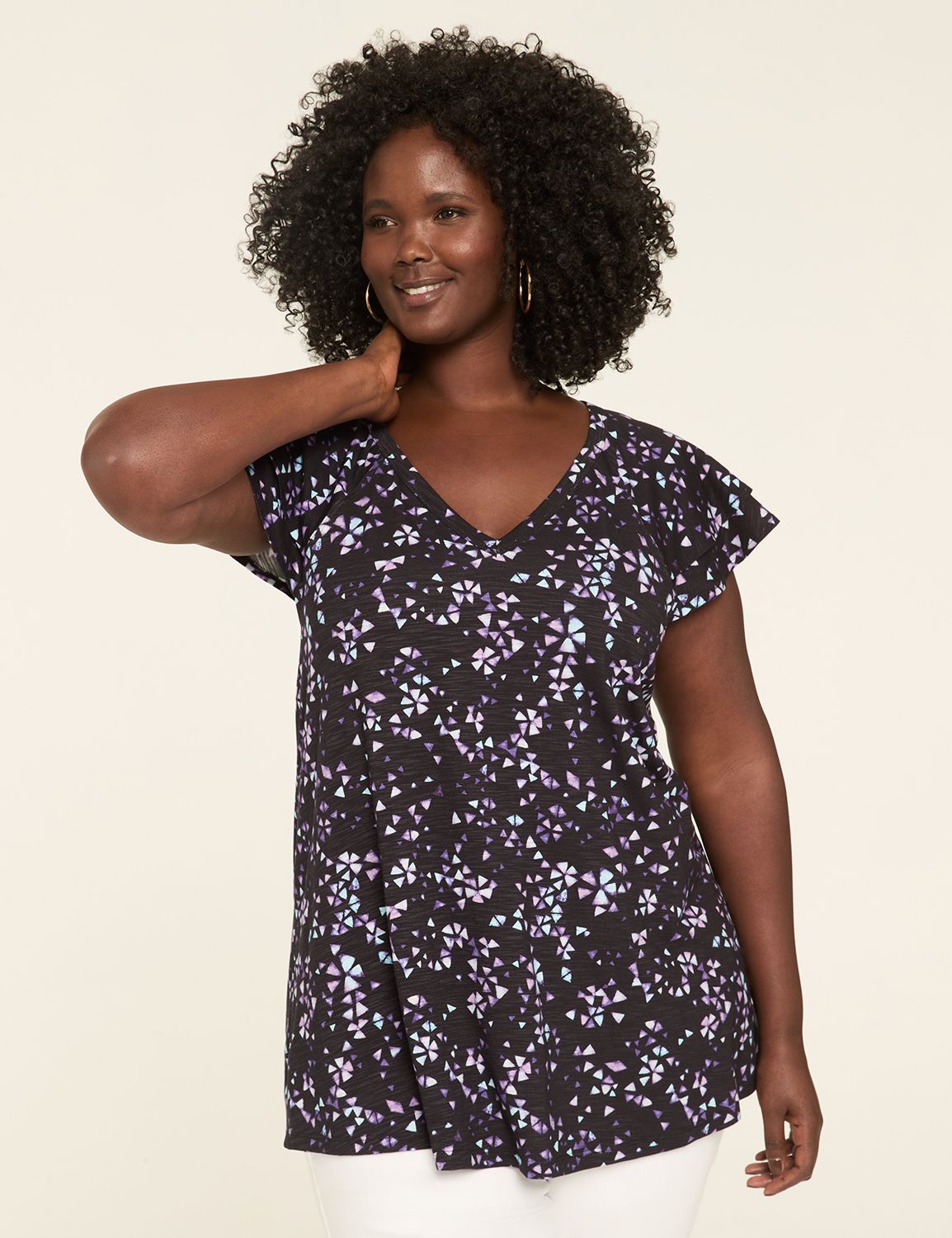 WV Double Flutter Raglan Sleeve V-N | LaneBryant