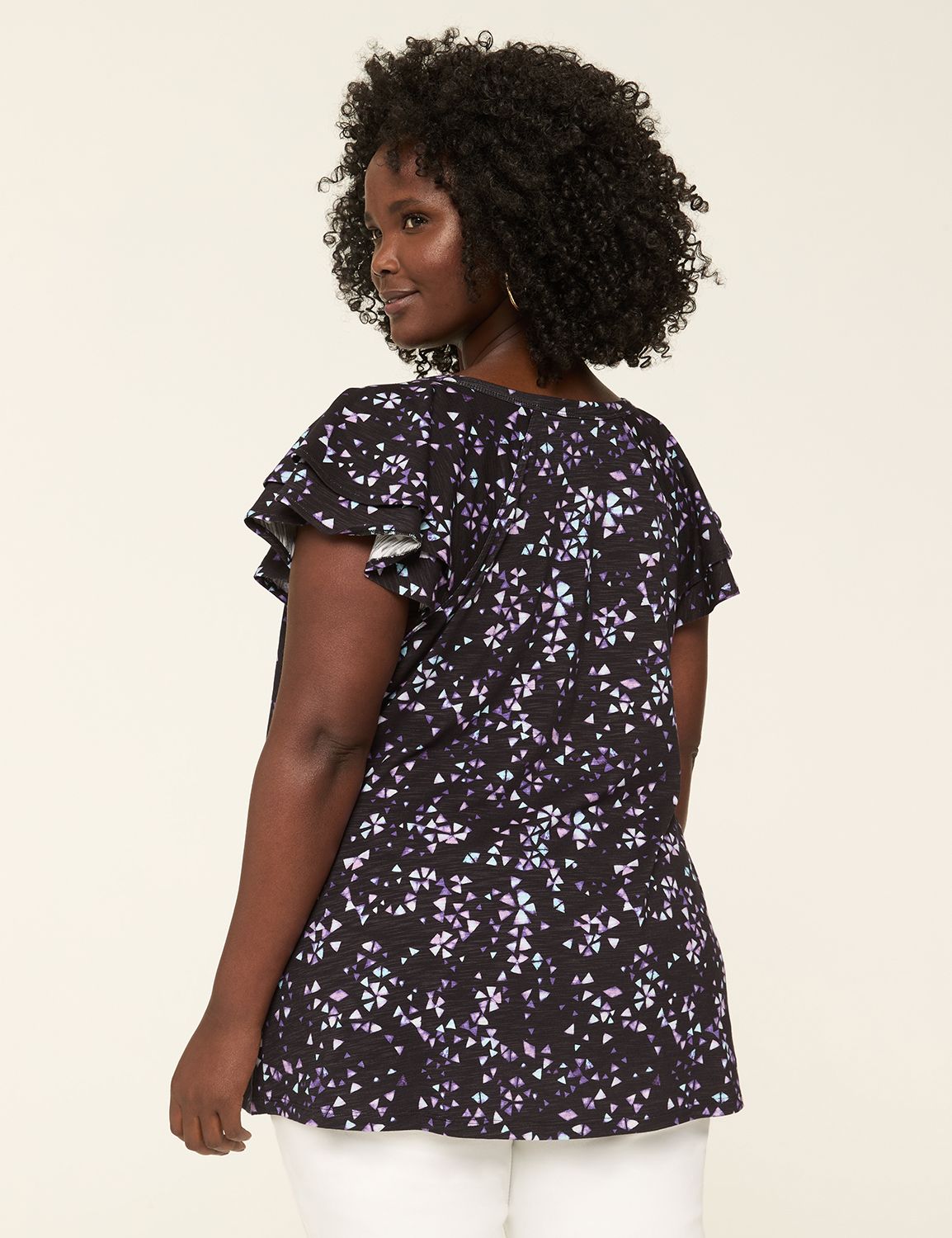 WV Double Flutter Raglan Sleeve V-N | LaneBryant