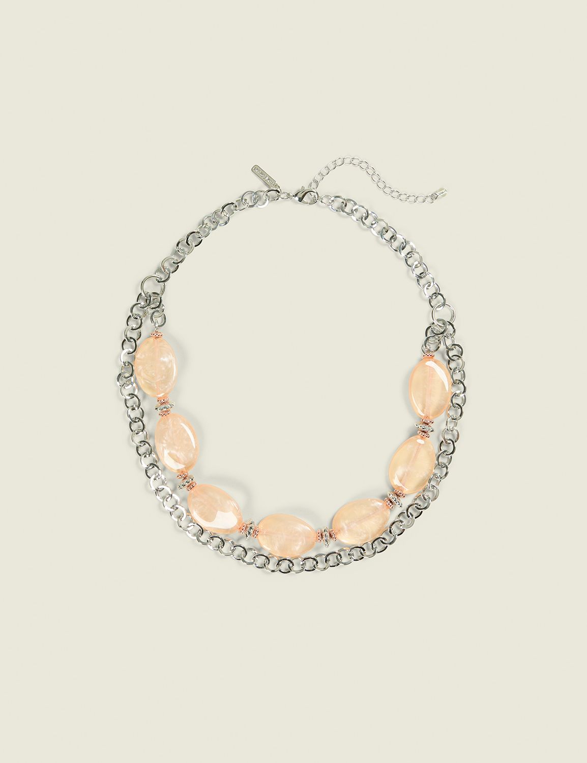 Peach & Silver Multi Row Necklace | LaneBryant
