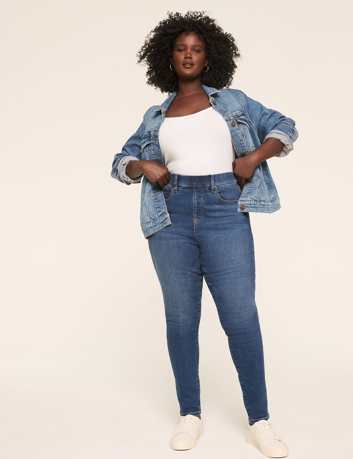 HIGH RISE TIGHTER TUMMY PULL ON JEG | LaneBryant