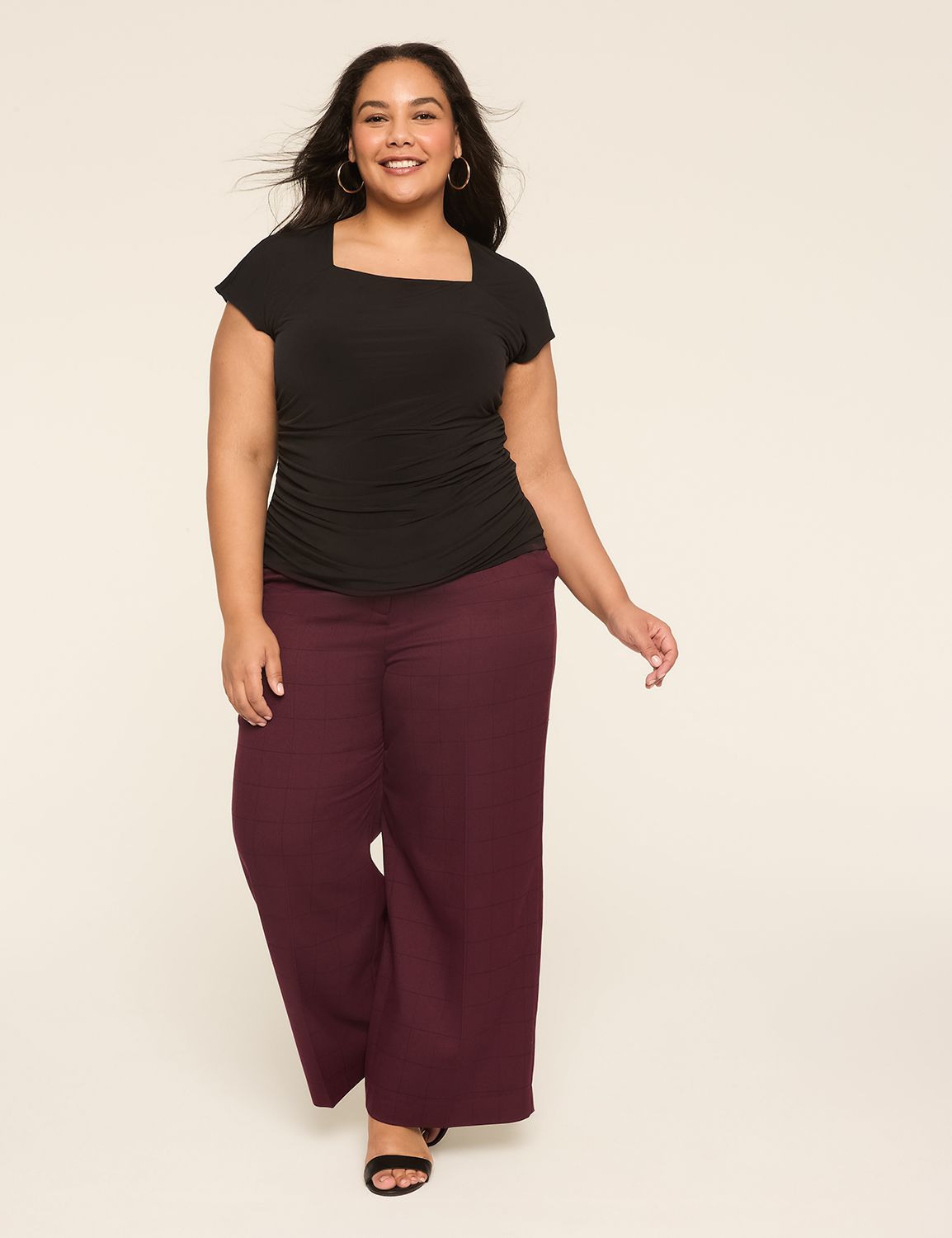 Short Sleeve Square Neck Side Ruche | LaneBryant