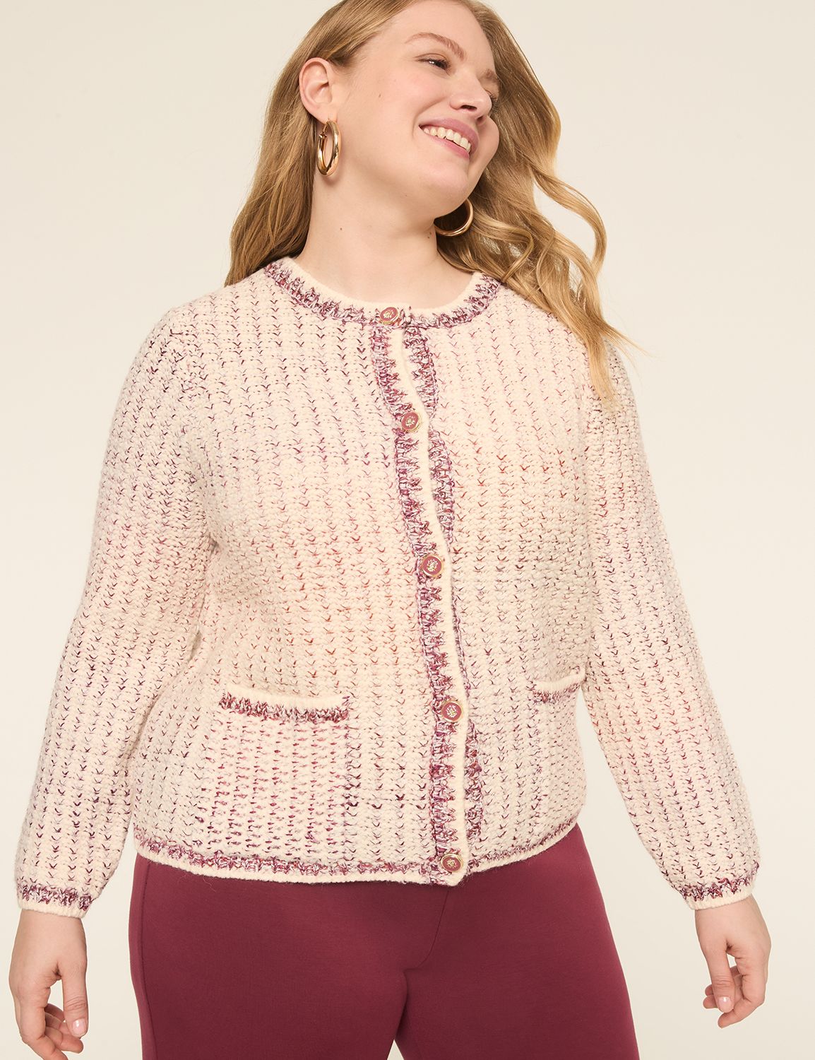 Classic Long Sleeve Textured Button | LaneBryant