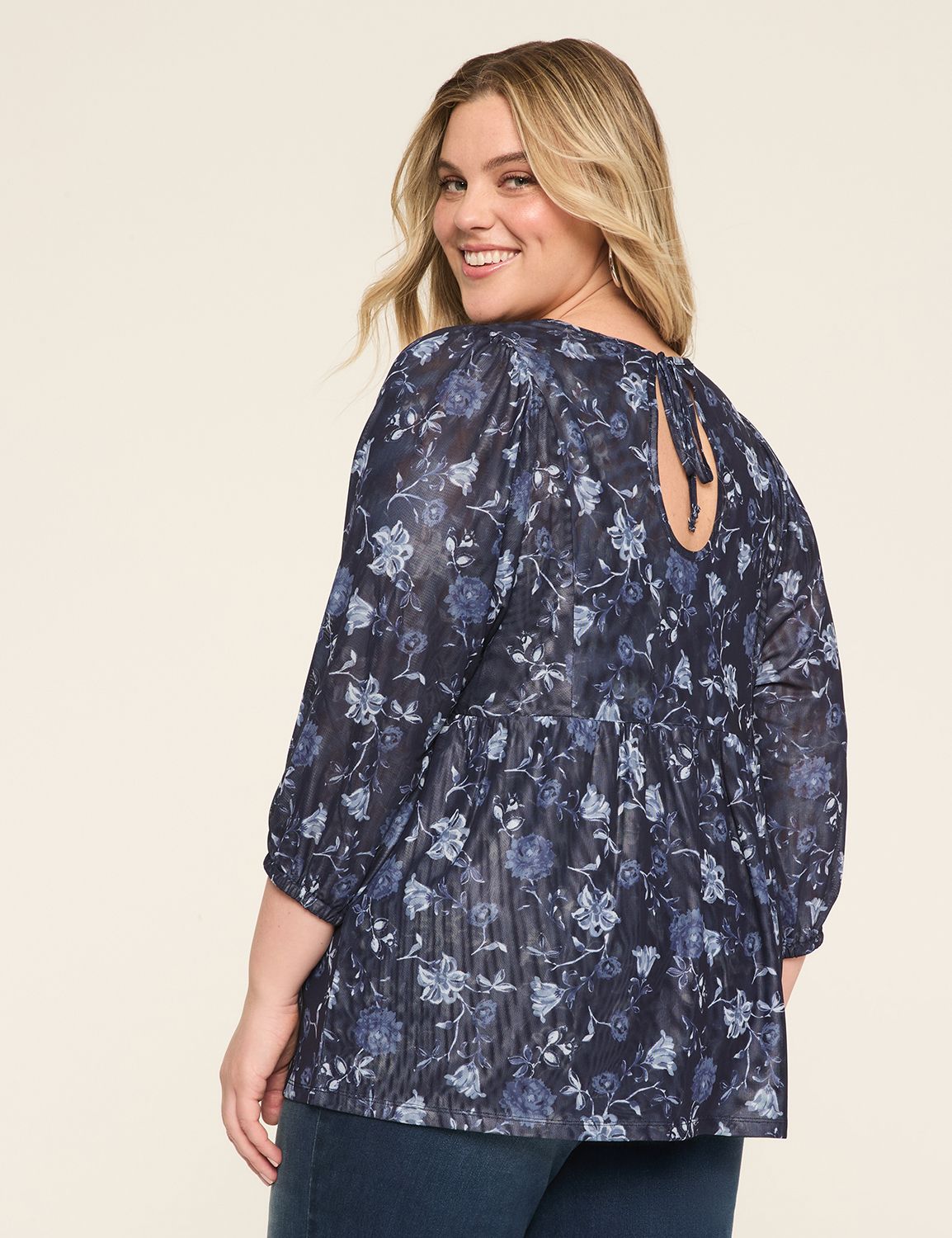 Mesh 3/4 Cinched Dolman Sleeve V Ne | LaneBryant