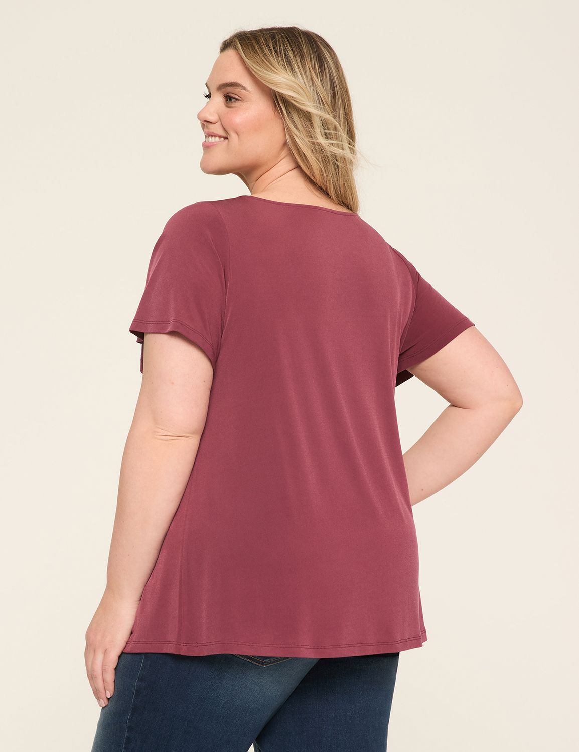 Short Sleeve Keyhole Knotted Neckli | LaneBryant