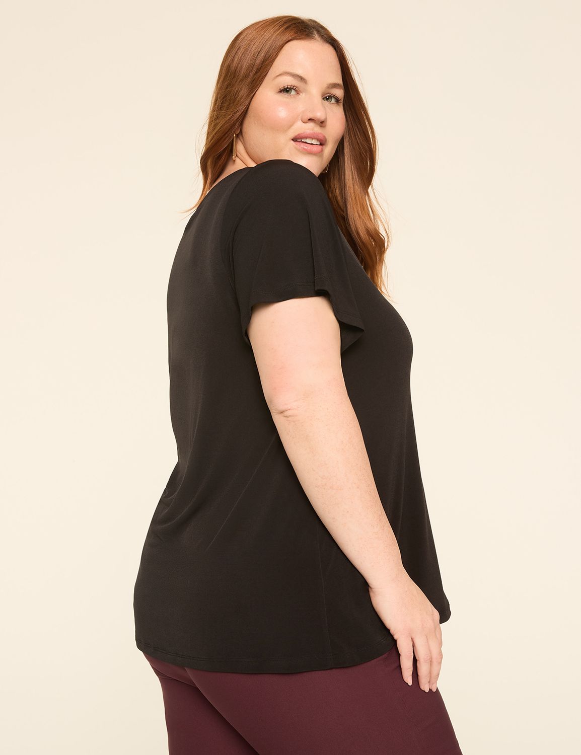 Short Sleeve Keyhole Knotted Neckli | LaneBryant